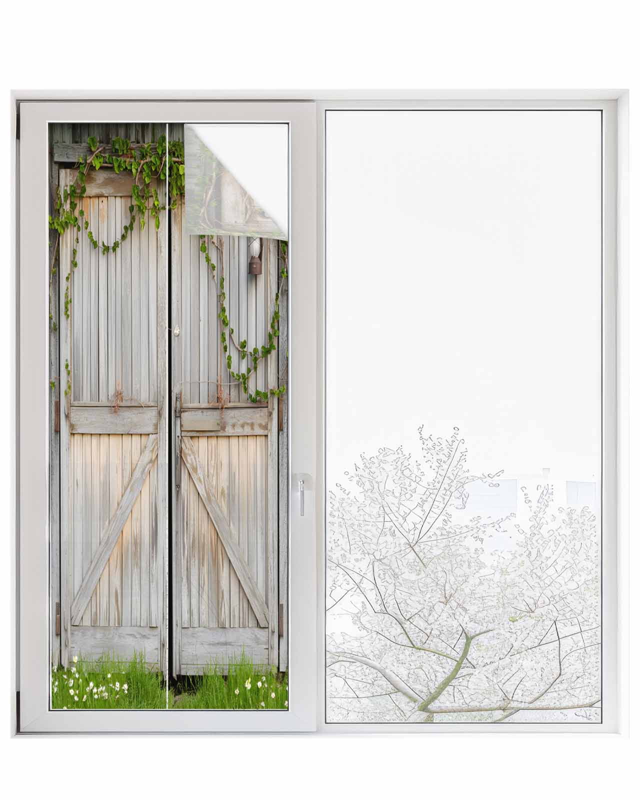 Window Privacy Film Retro Brown Door Stained Glass Window Film ...