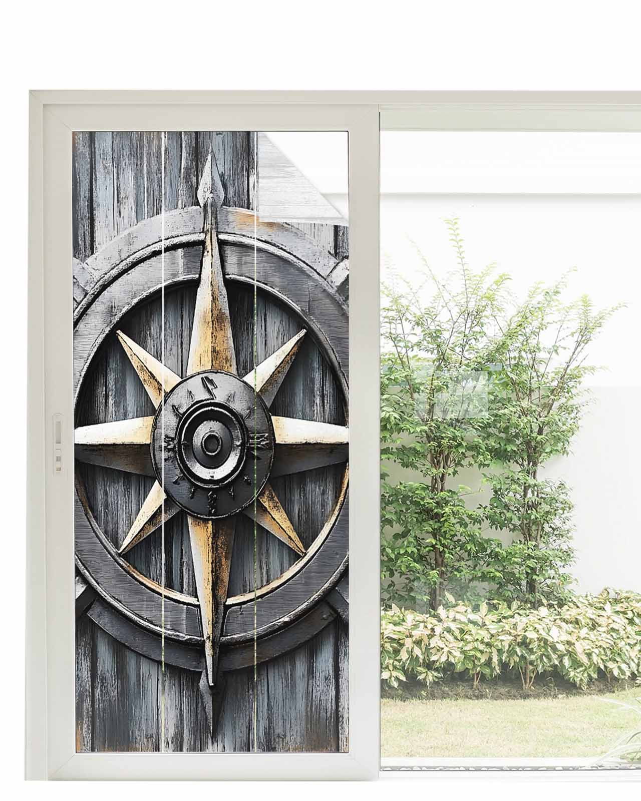 Window Privacy Film Retro Coastal Stained Glass Window Film Decorative ...