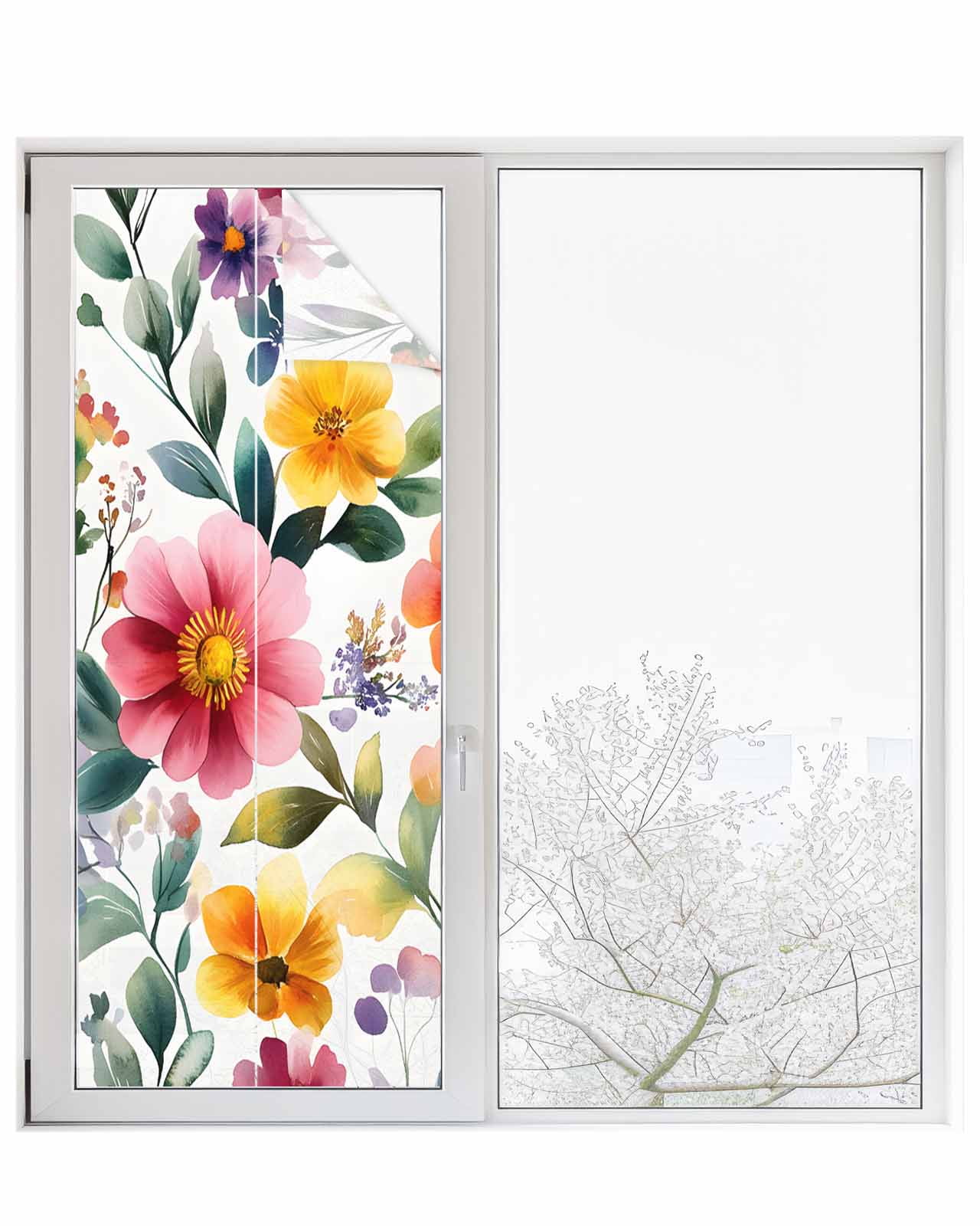 Window Privacy Film Retro Flower Stained Glass Window Film Decorative ...