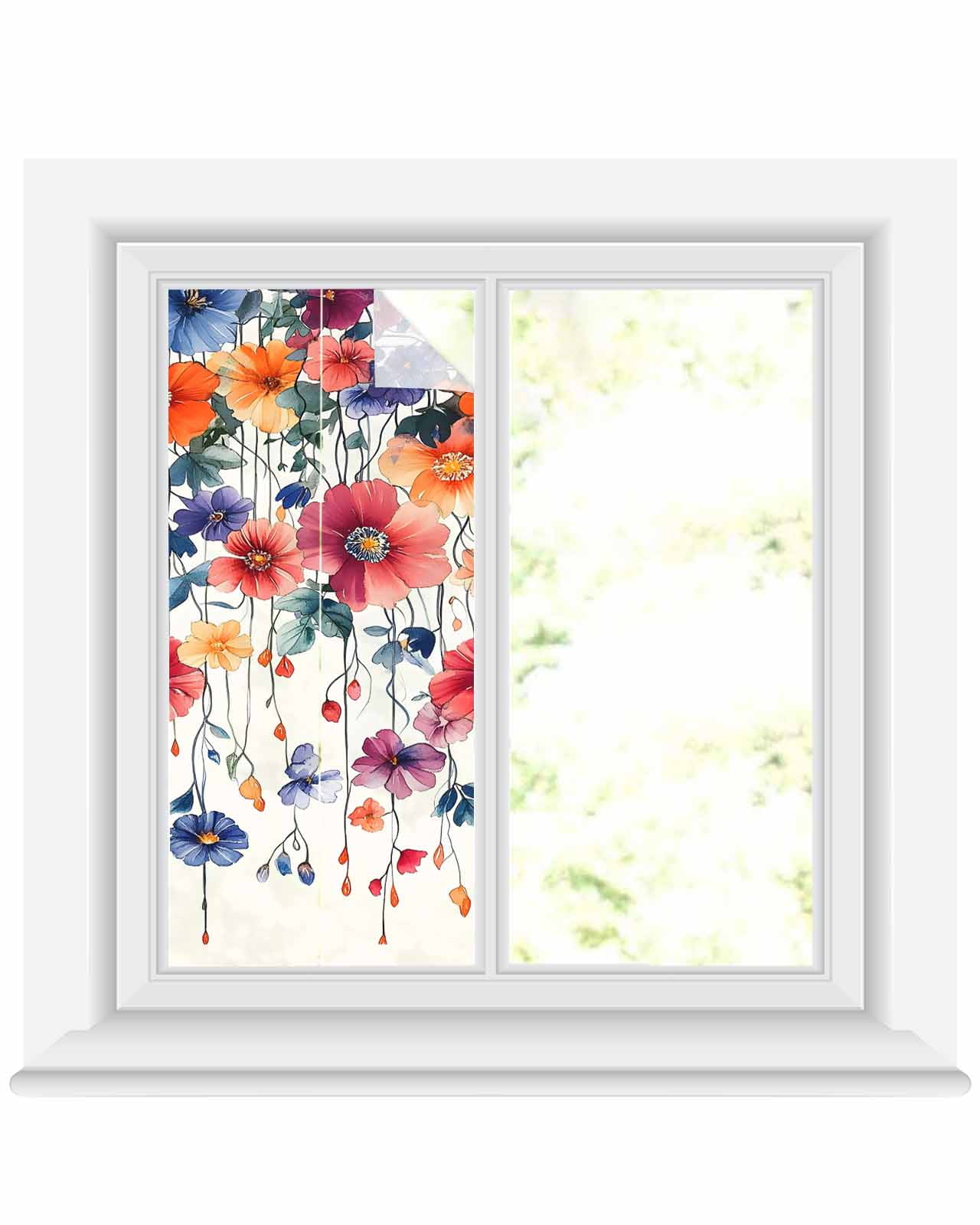 Window Privacy Film Retro Flowers Stained Glass Window Film Decorative ...