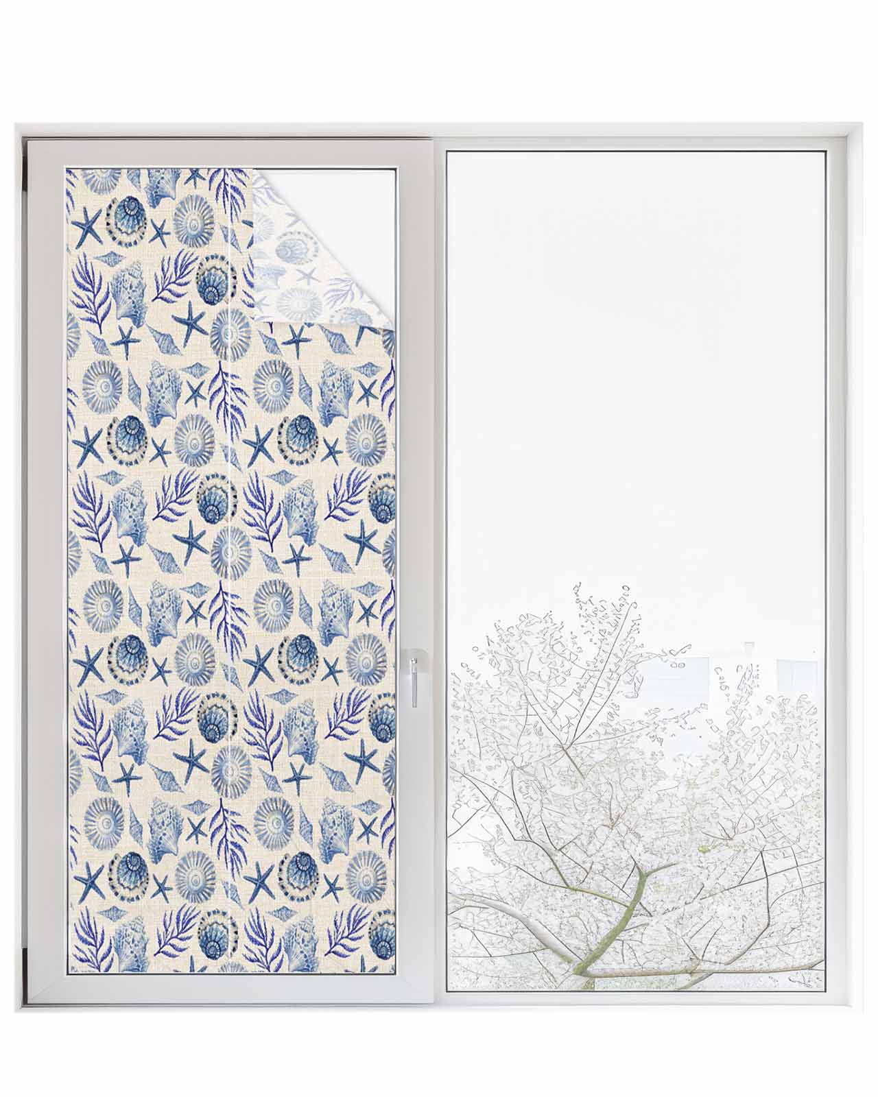 Window Privacy Film Retro Ocean Starfish Stained Glass Window Film ...