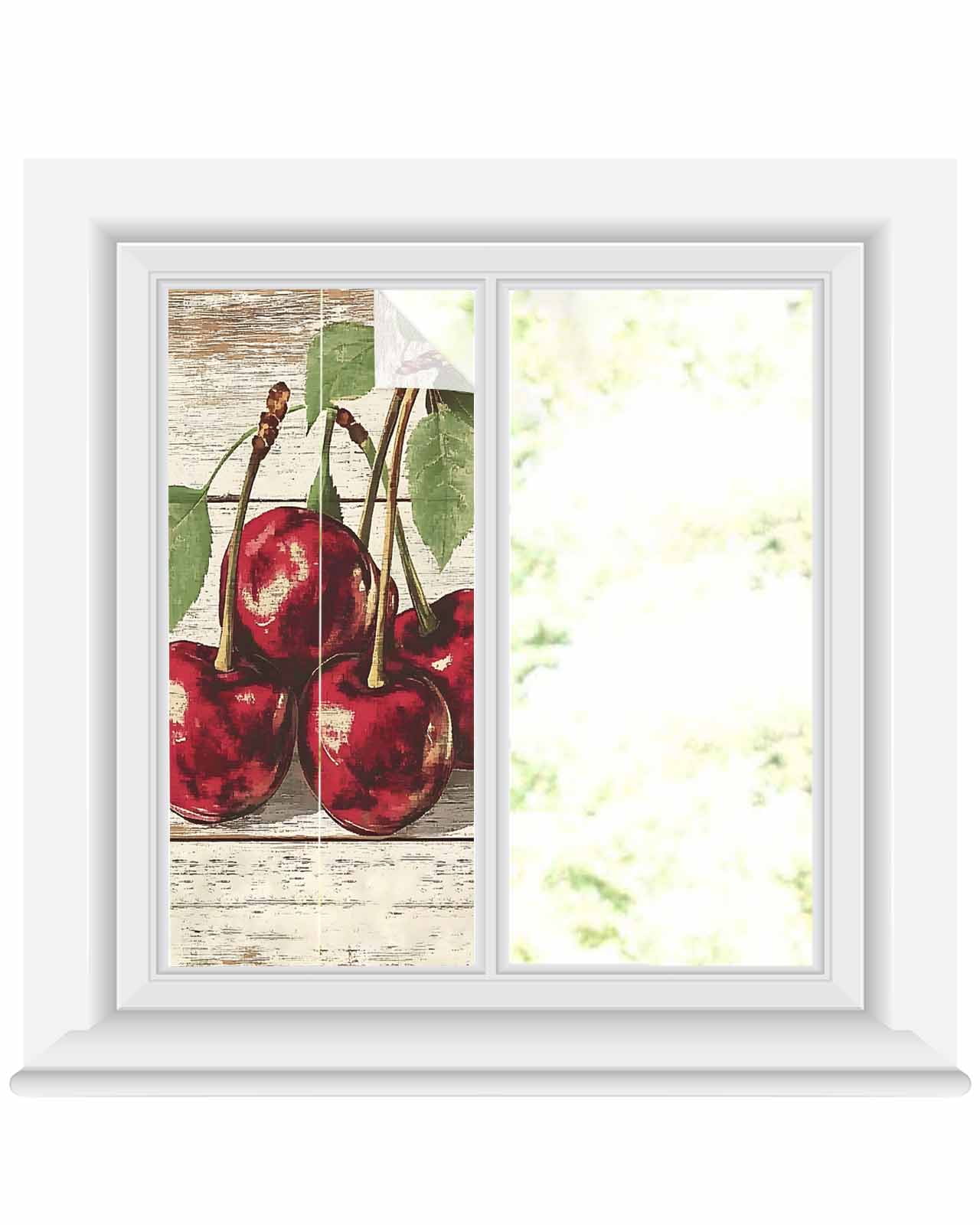 Window Privacy Film Retro Red Cherry Stained Glass Window Film ...