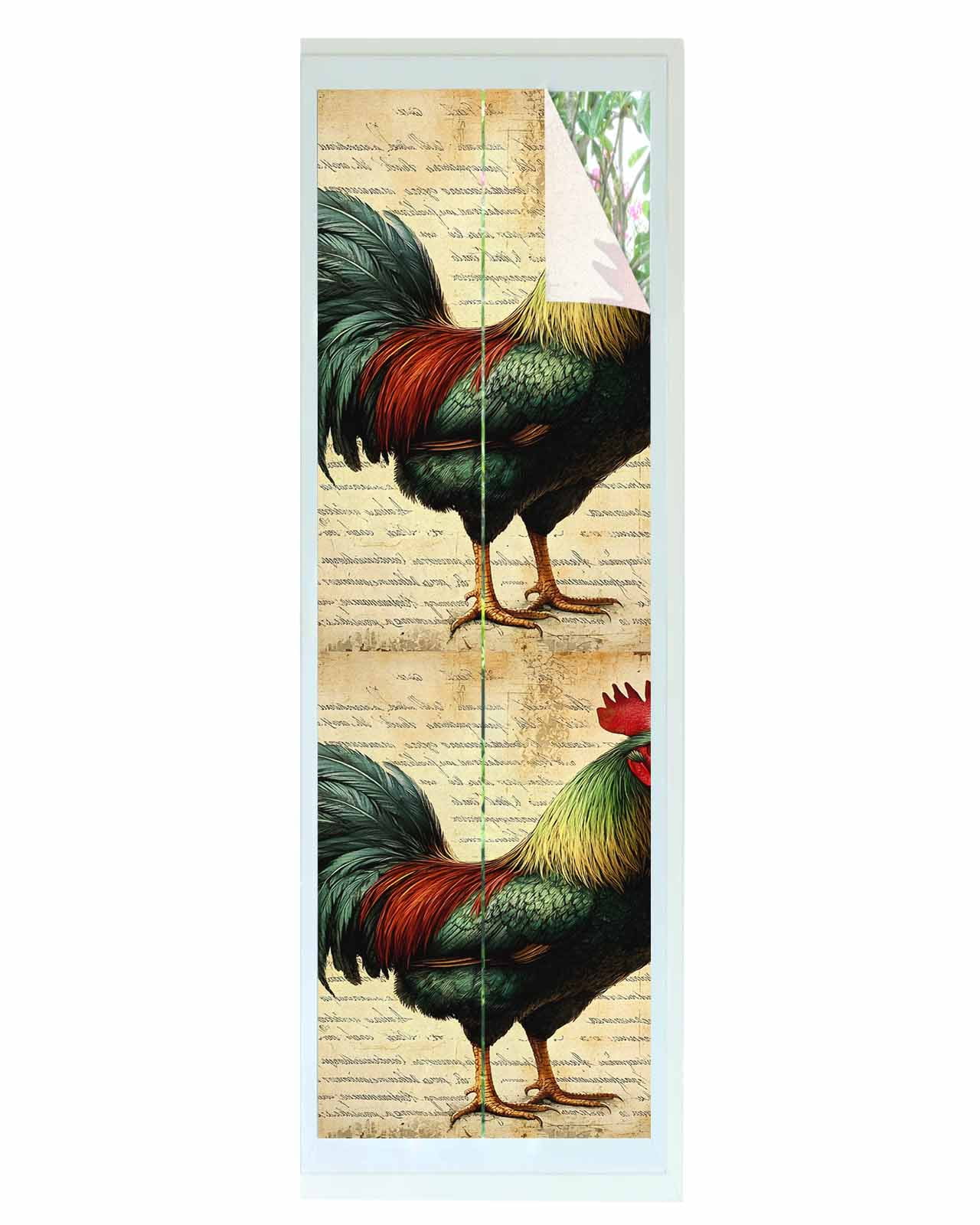 Window Privacy Film Retro Rooster Stained Glass Window Film Decorative ...
