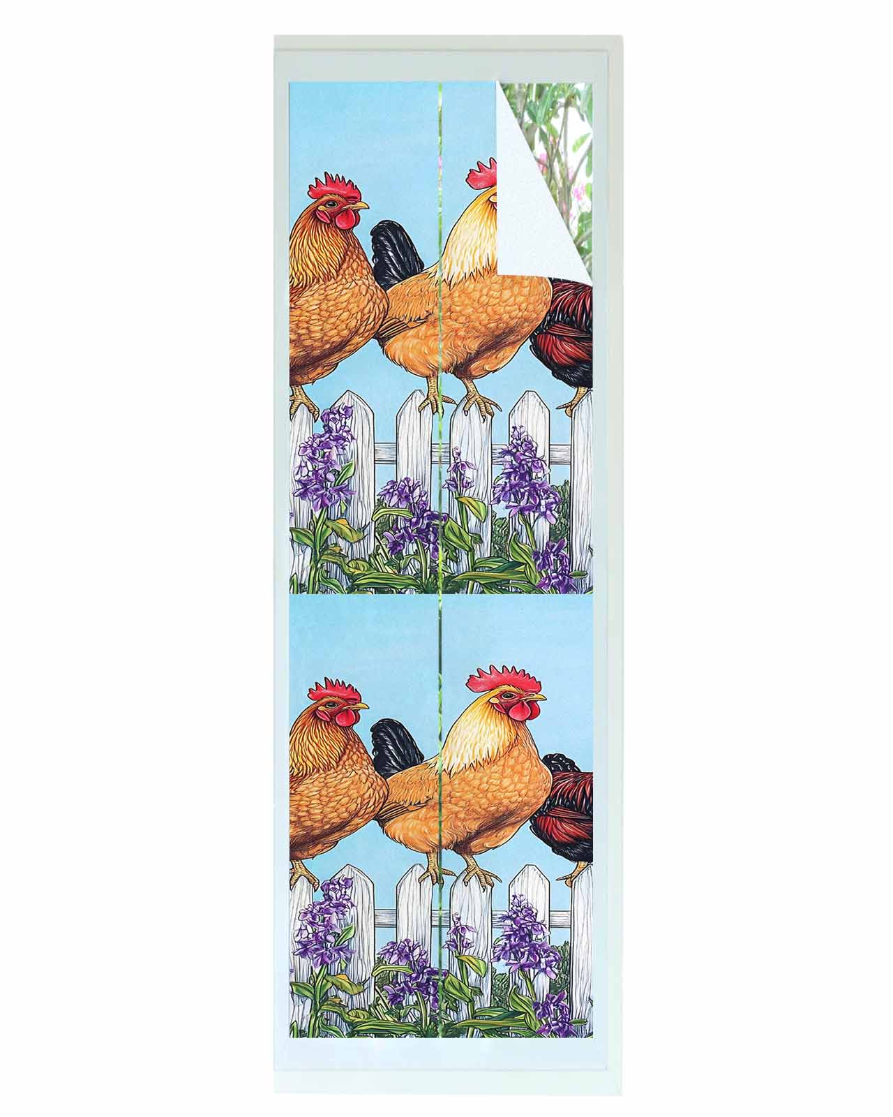 Window Privacy Film Retro Rooster Stained Glass Window Film Decorative ...