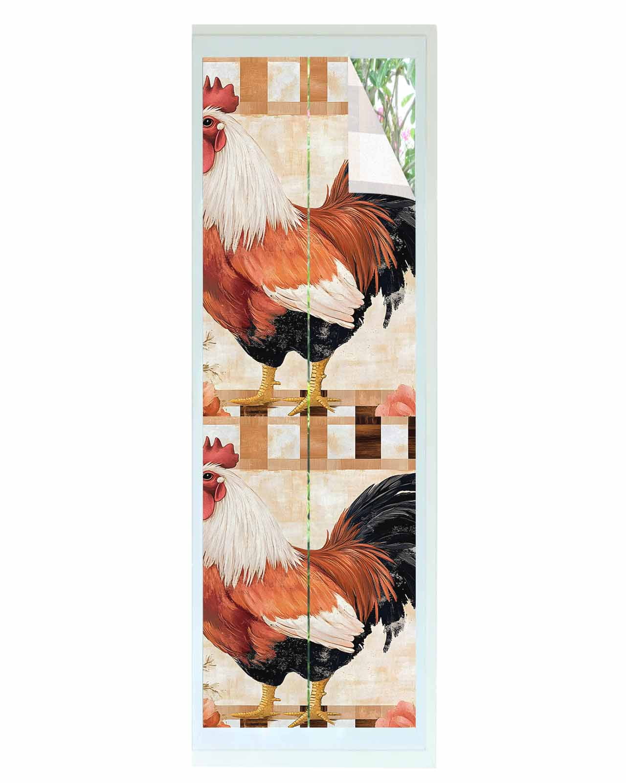 Window Privacy Film Retro Rooster Stained Glass Window Film Decorative ...