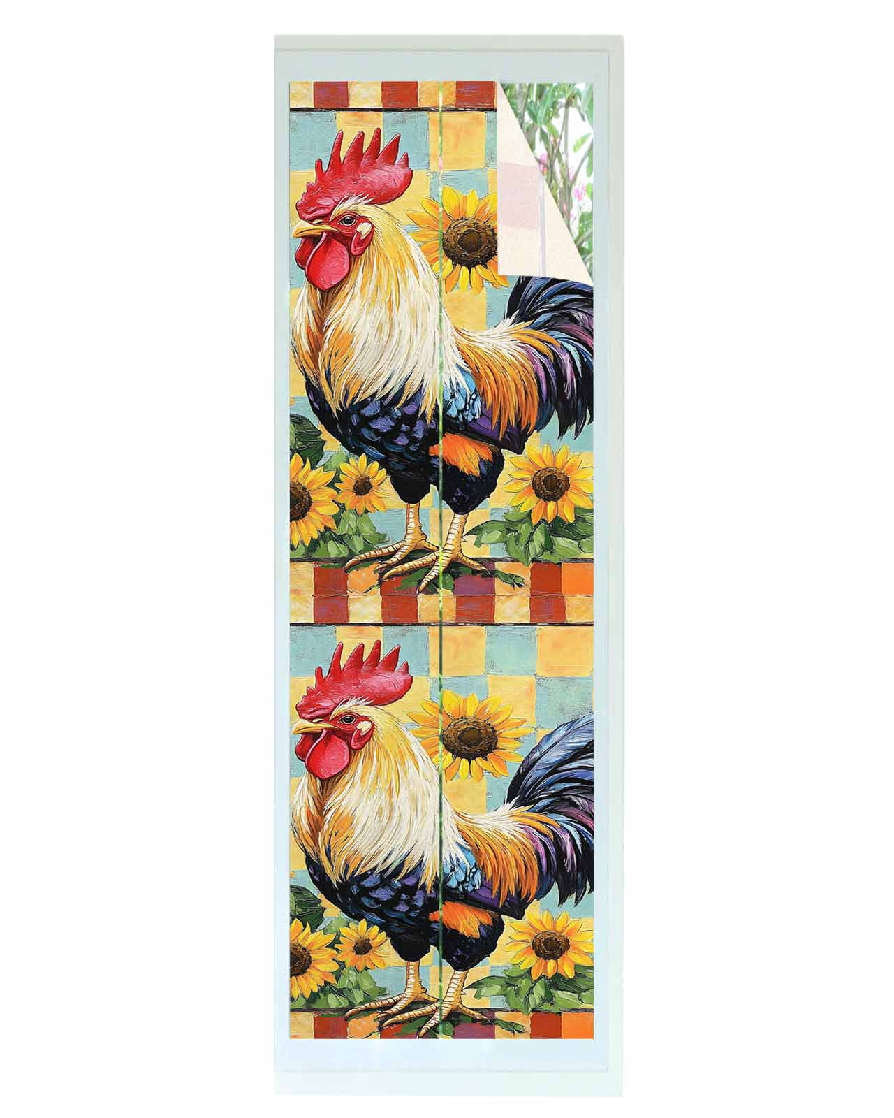 Window Privacy Film Retro Rooster Stained Glass Window Film Decorative ...