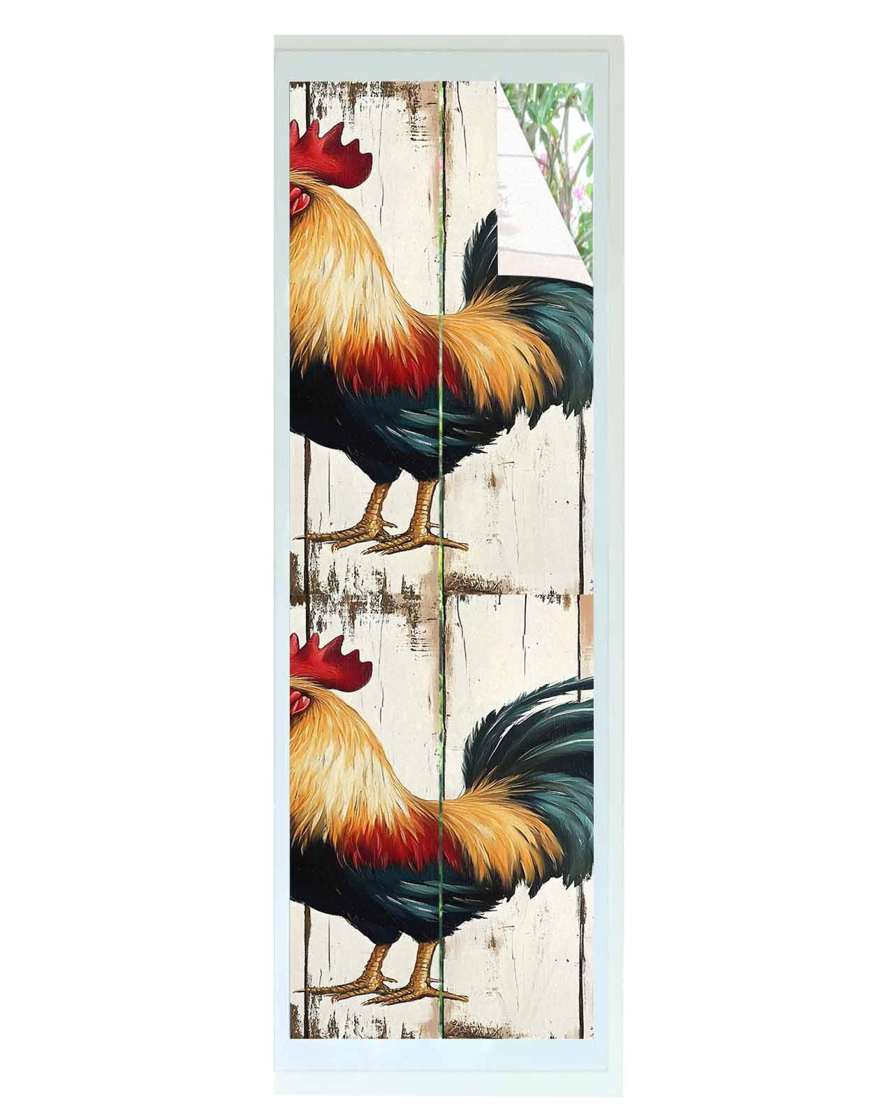 Window Privacy Film Retro Rooster Stained Glass Window Film Decorative ...