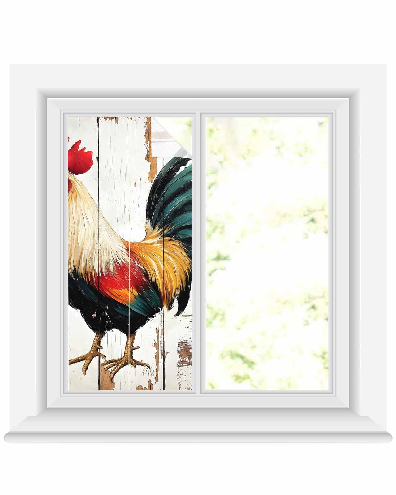 Window Privacy Film Retro Rooster Stained Glass Window Film Decorative ...