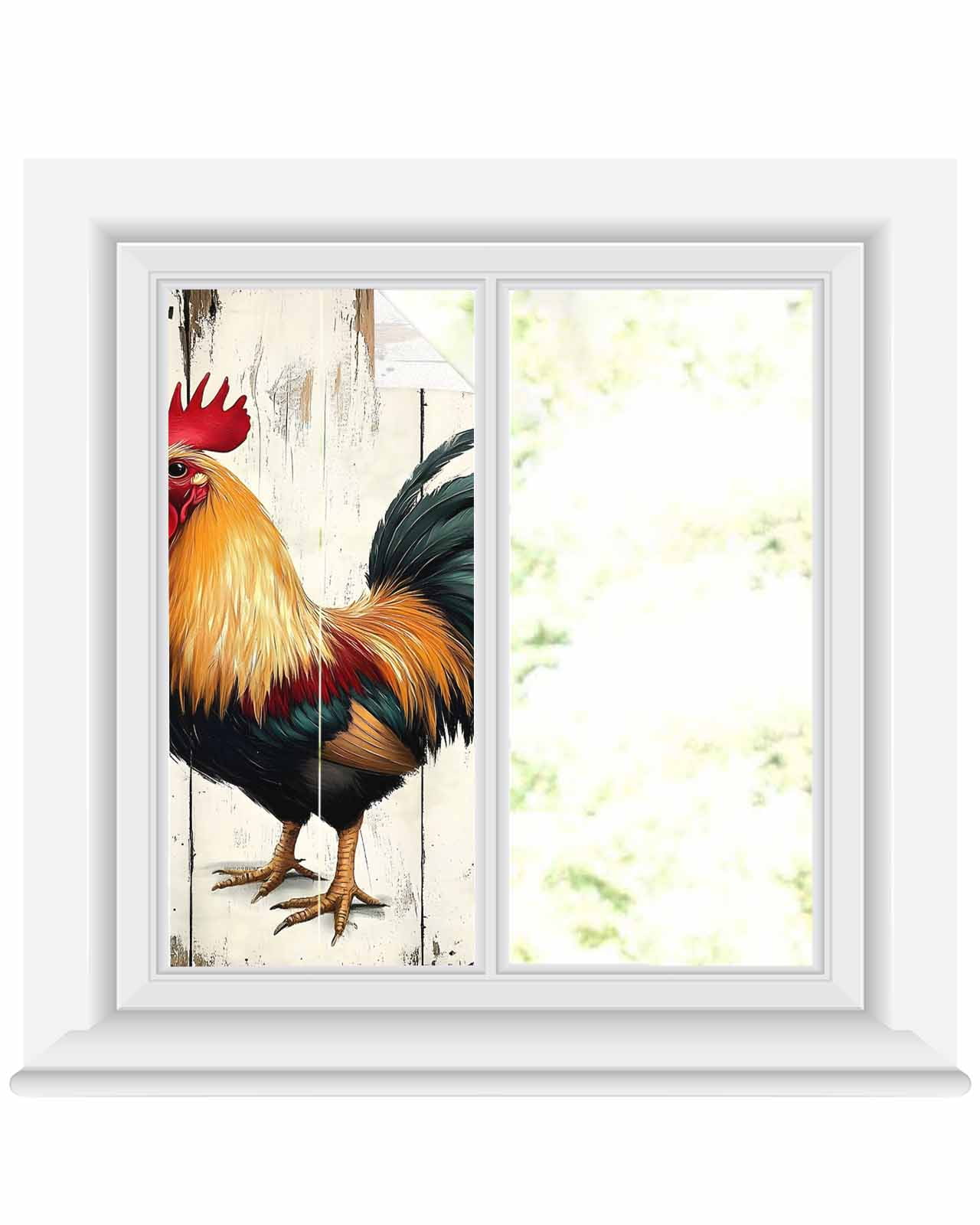 Window Privacy Film Retro Rooster Stained Glass Window Film Decorative ...