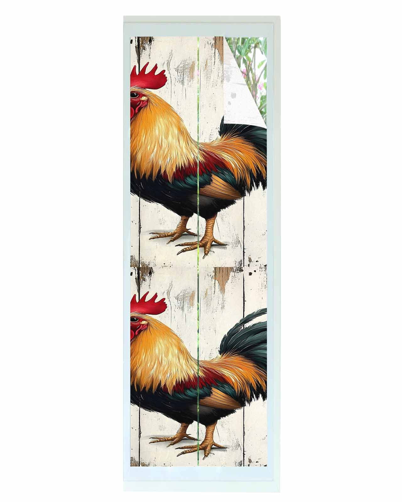 Window Privacy Film Retro Rooster Stained Glass Window Film Decorative ...