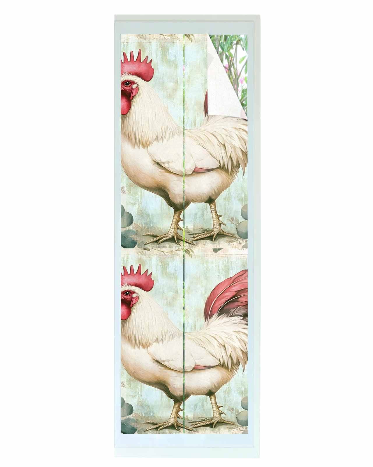 Window Privacy Film Retro Rooster Stained Glass Window Film Decorative ...