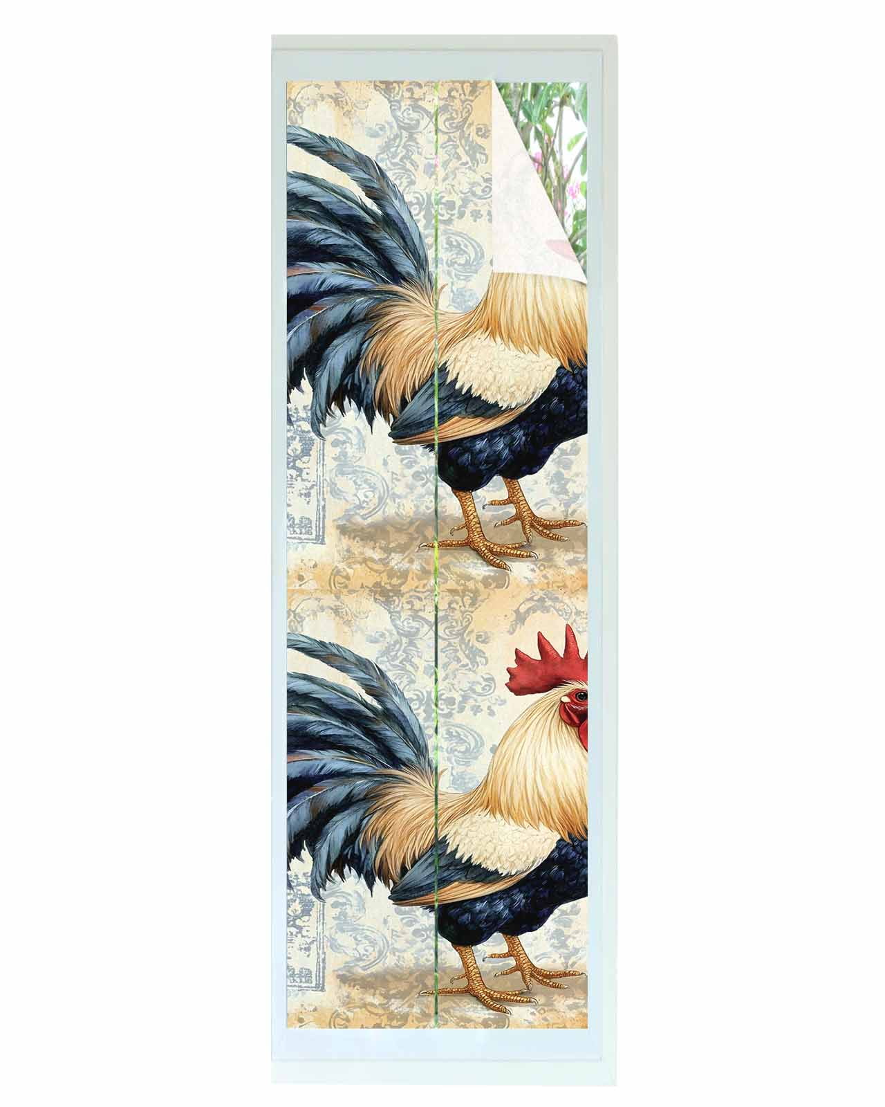 Window Privacy Film Retro Rooster Stained Glass Window Film Decorative ...