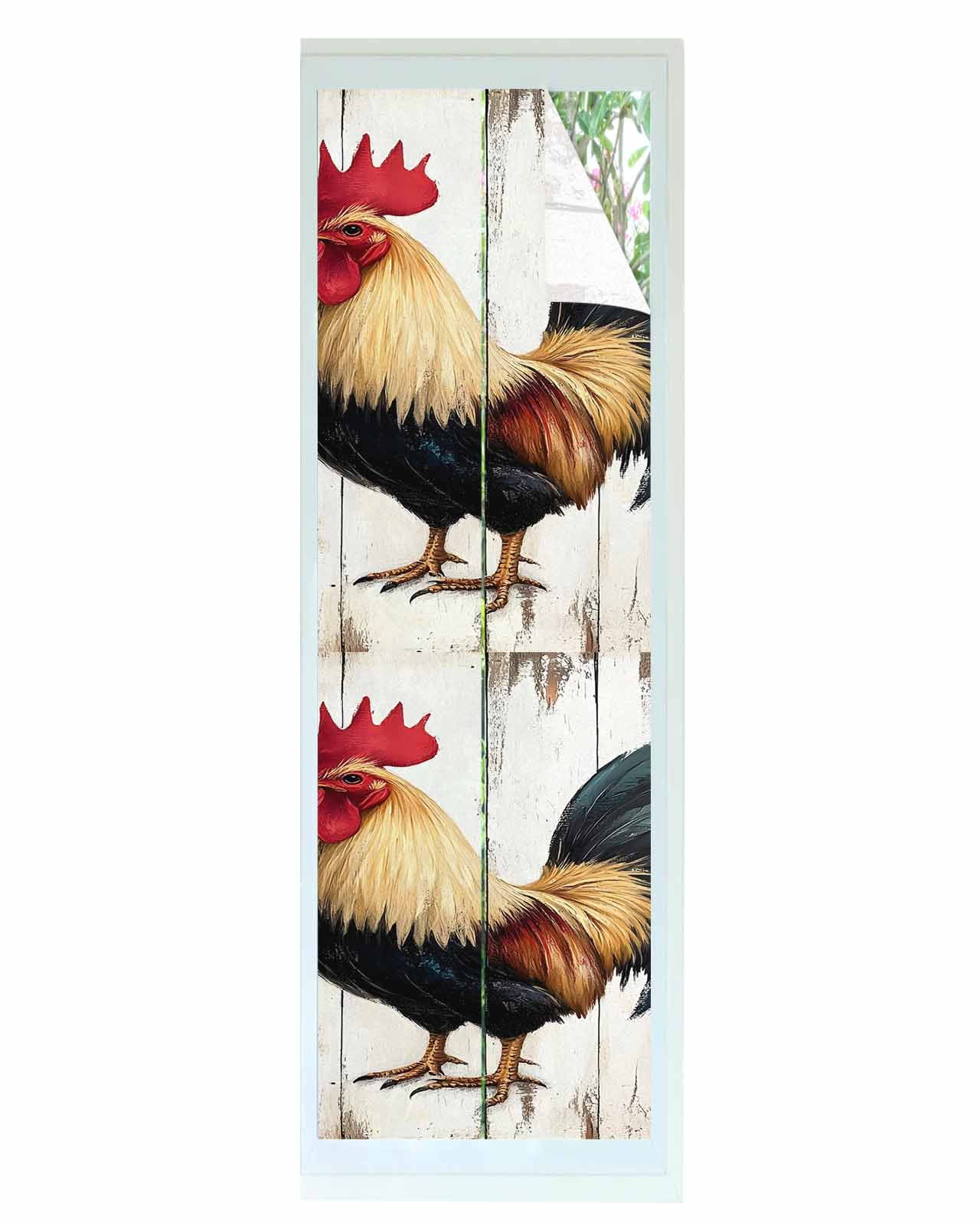 Window Privacy Film Retro Rooster Stained Glass Window Film Decorative ...