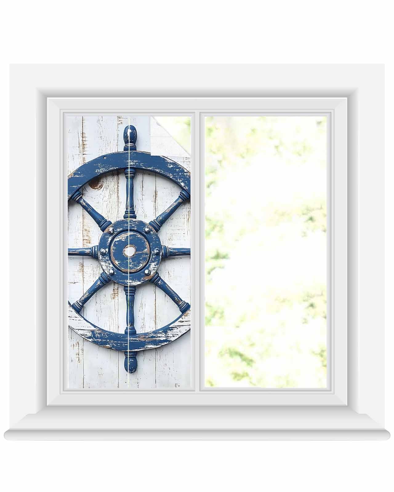 Window Privacy Film Retro Rudder Coastal Stained Glass Window Film ...