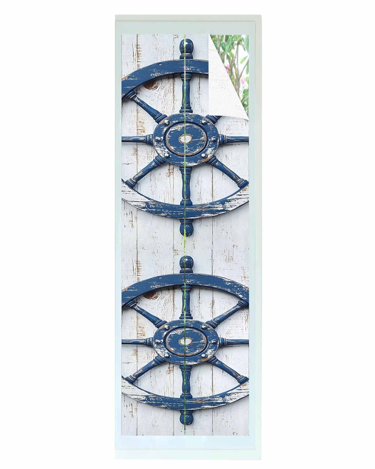 Window Privacy Film Retro Rudder Coastal Stained Glass Window Film ...