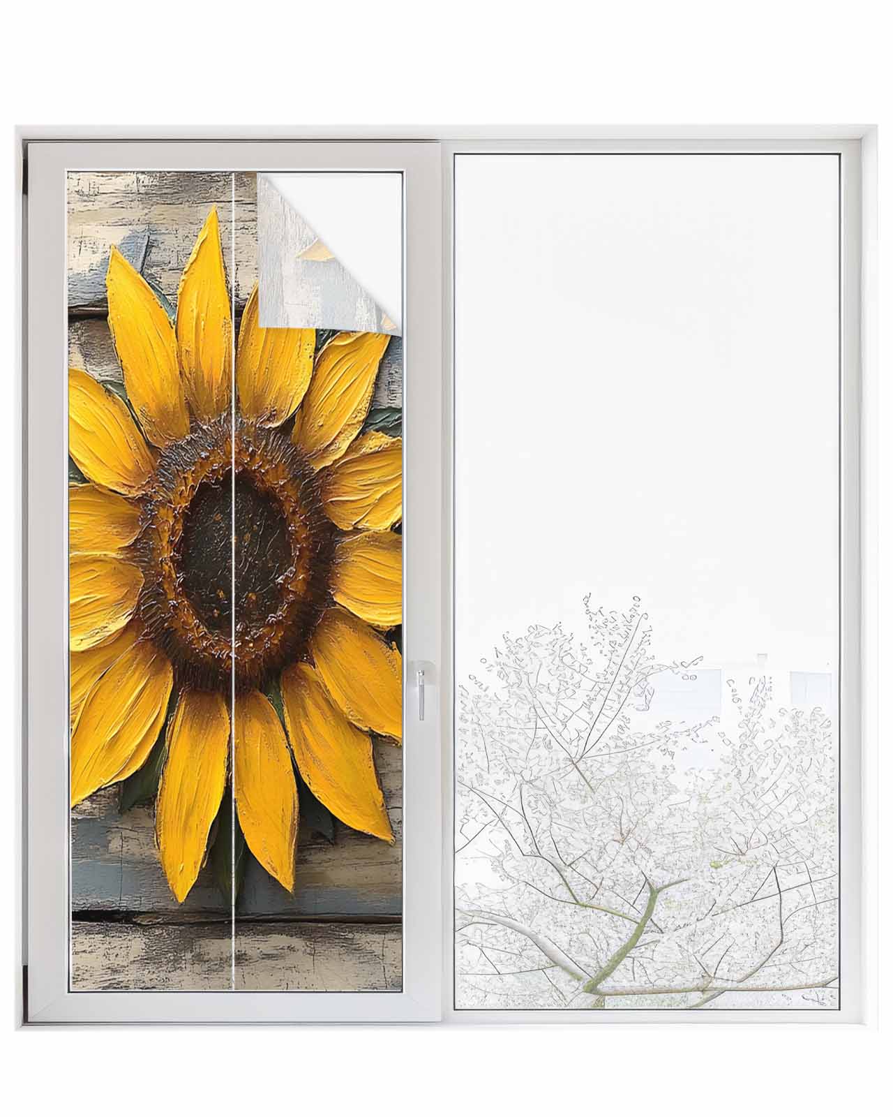 Window Privacy Film Retro Sunflower Stained Glass Window Film ...