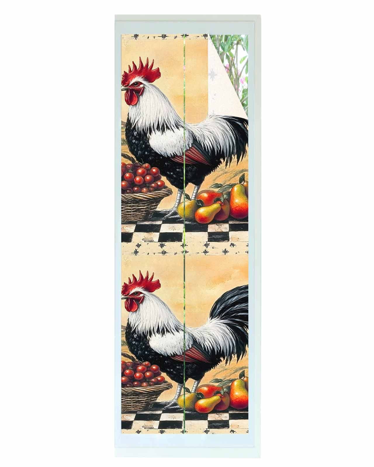 Window Privacy Film Rooster Stained Glass Window Film Decorative Sun ...