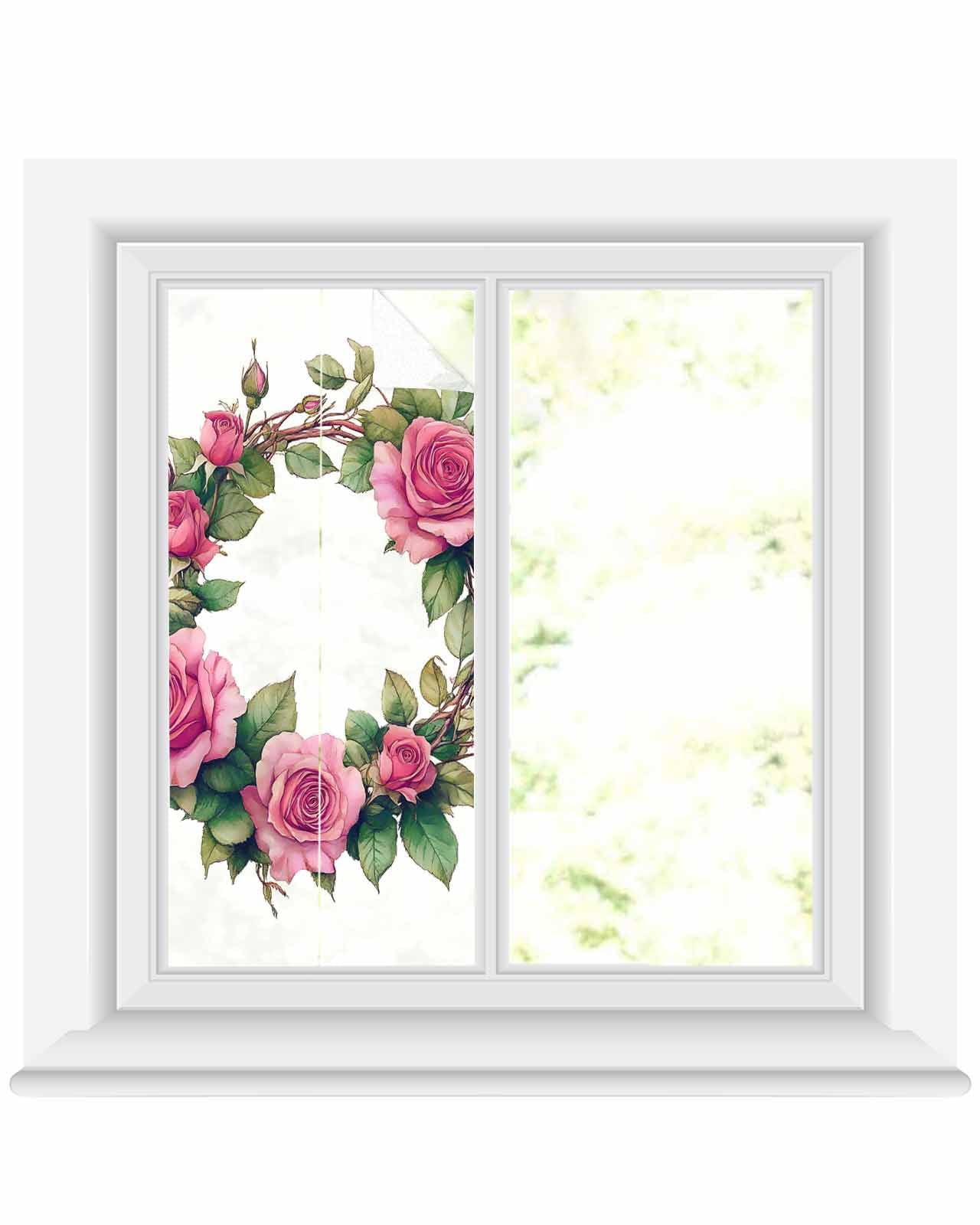 Window Privacy Film Rose Flower Stained Glass Window Film Decorative ...