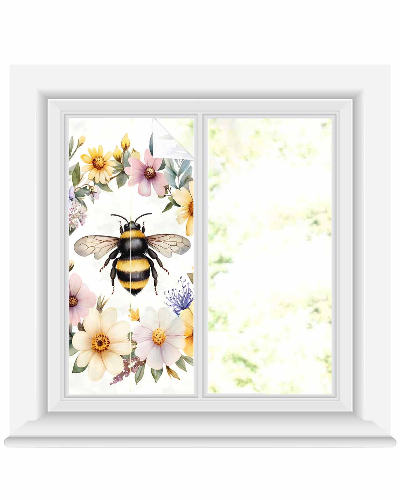 Window Privacy Film Rustic Bee Garland Stained Glass Window Film ...