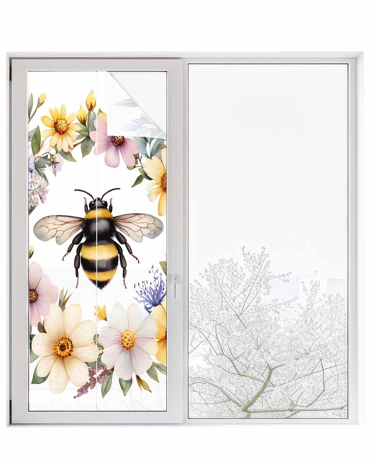 Window Privacy Film Rustic Bee Garland Stained Glass Window Film ...