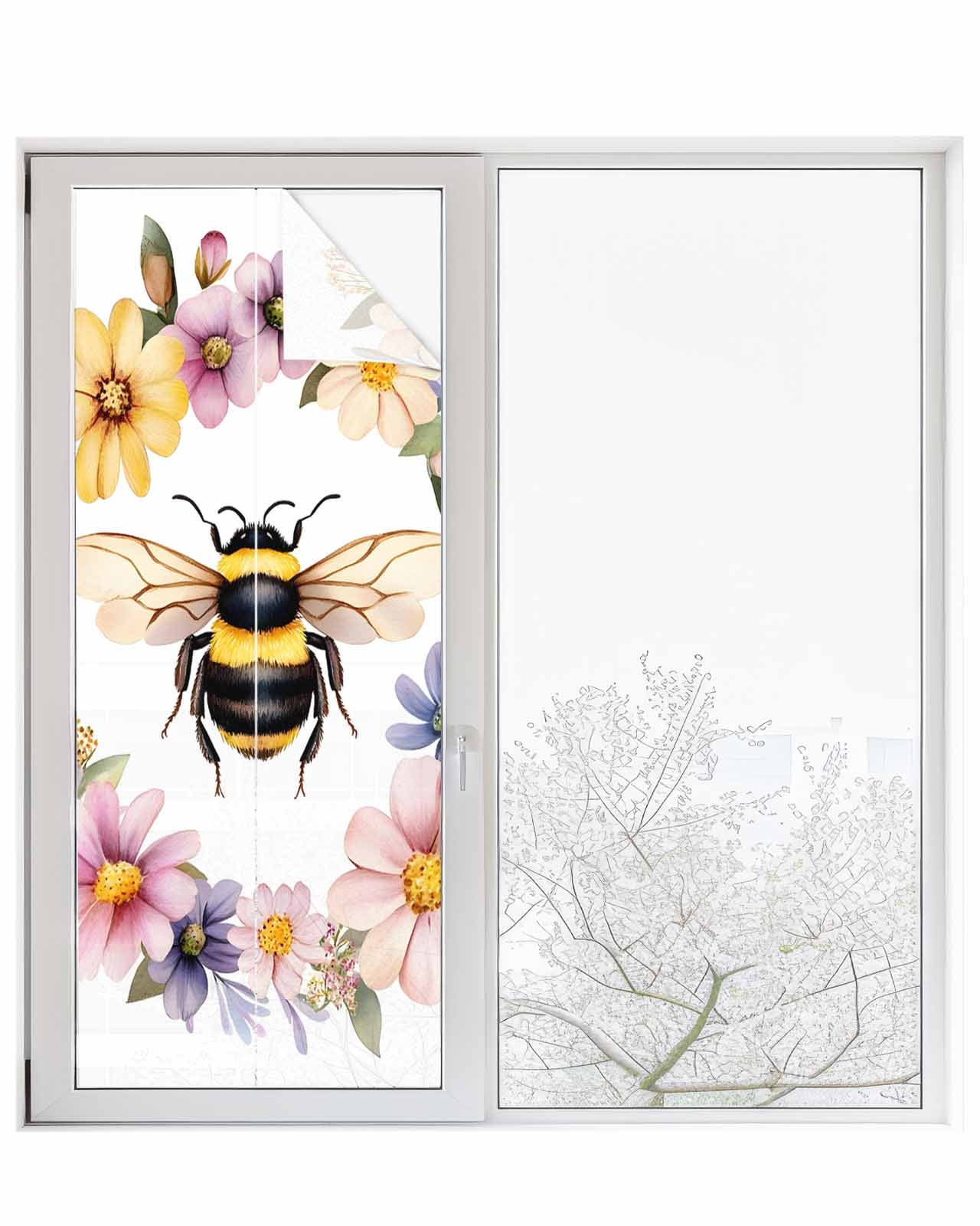 Window Privacy Film Rustic Bee Garland Stained Glass Window Film ...