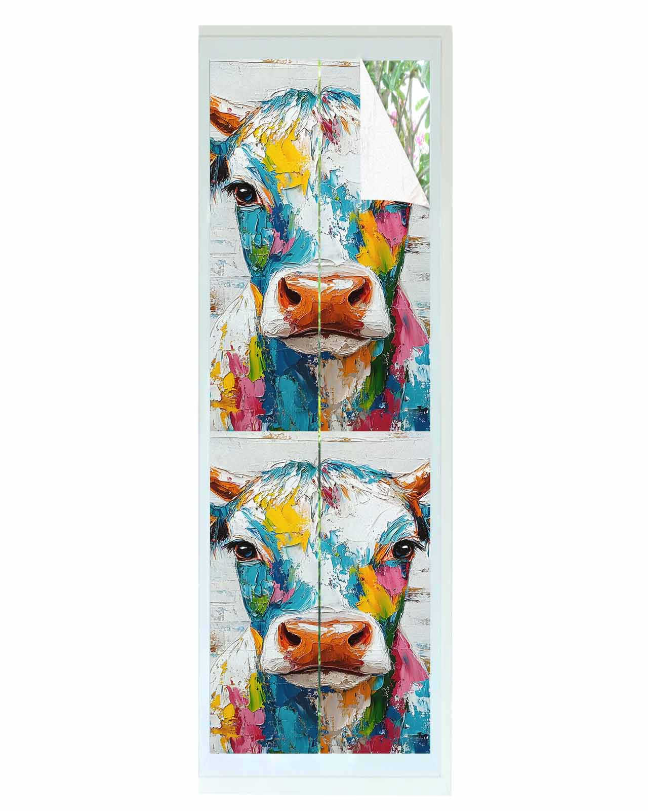 Window Privacy Film Rustic Colorful Cow Stained Glass Window Film ...