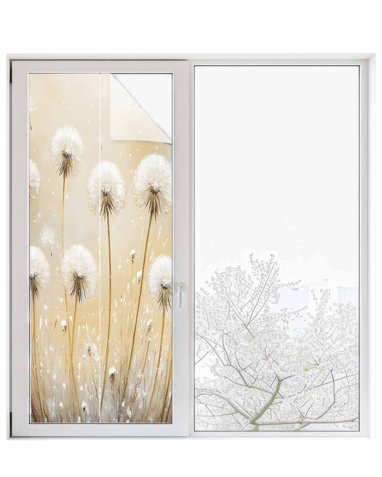 Window Privacy Film Rustic Dandelion Stained Glass Window Film ...
