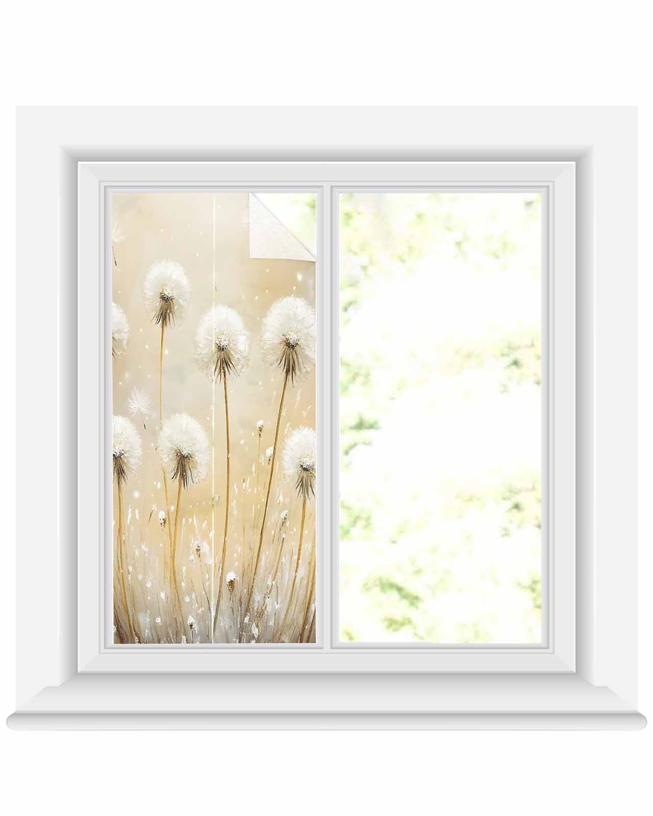 Window Privacy Film Rustic Dandelion Stained Glass Window Film ...