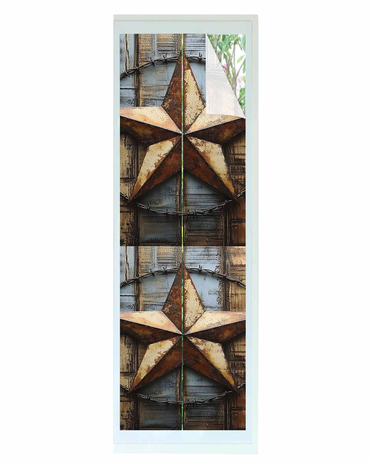 Window Privacy Film Rustic Star Brown Stained Glass Window Film ...