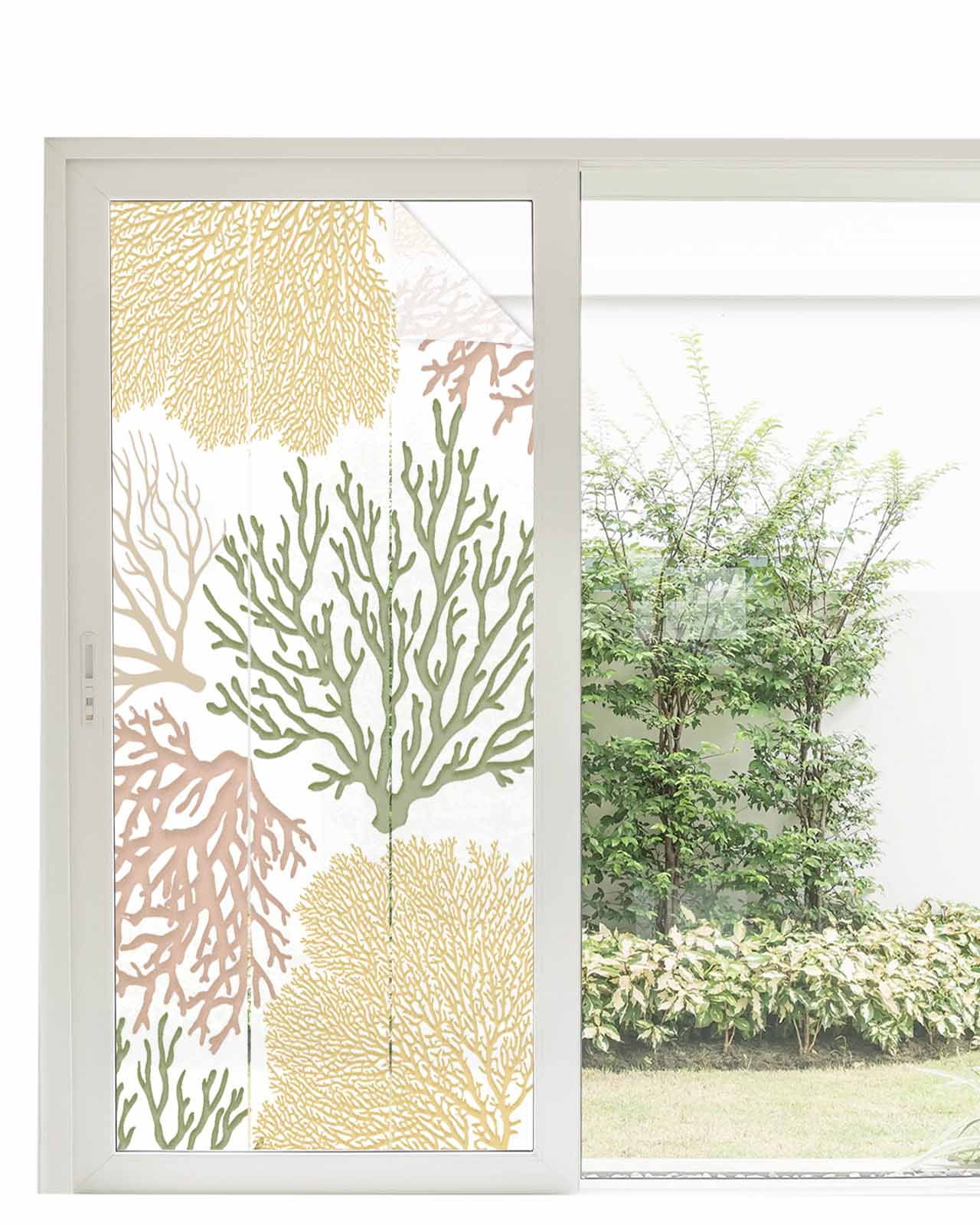 Window Privacy Film Sage Green Coastal Stained Glass Window Film ...