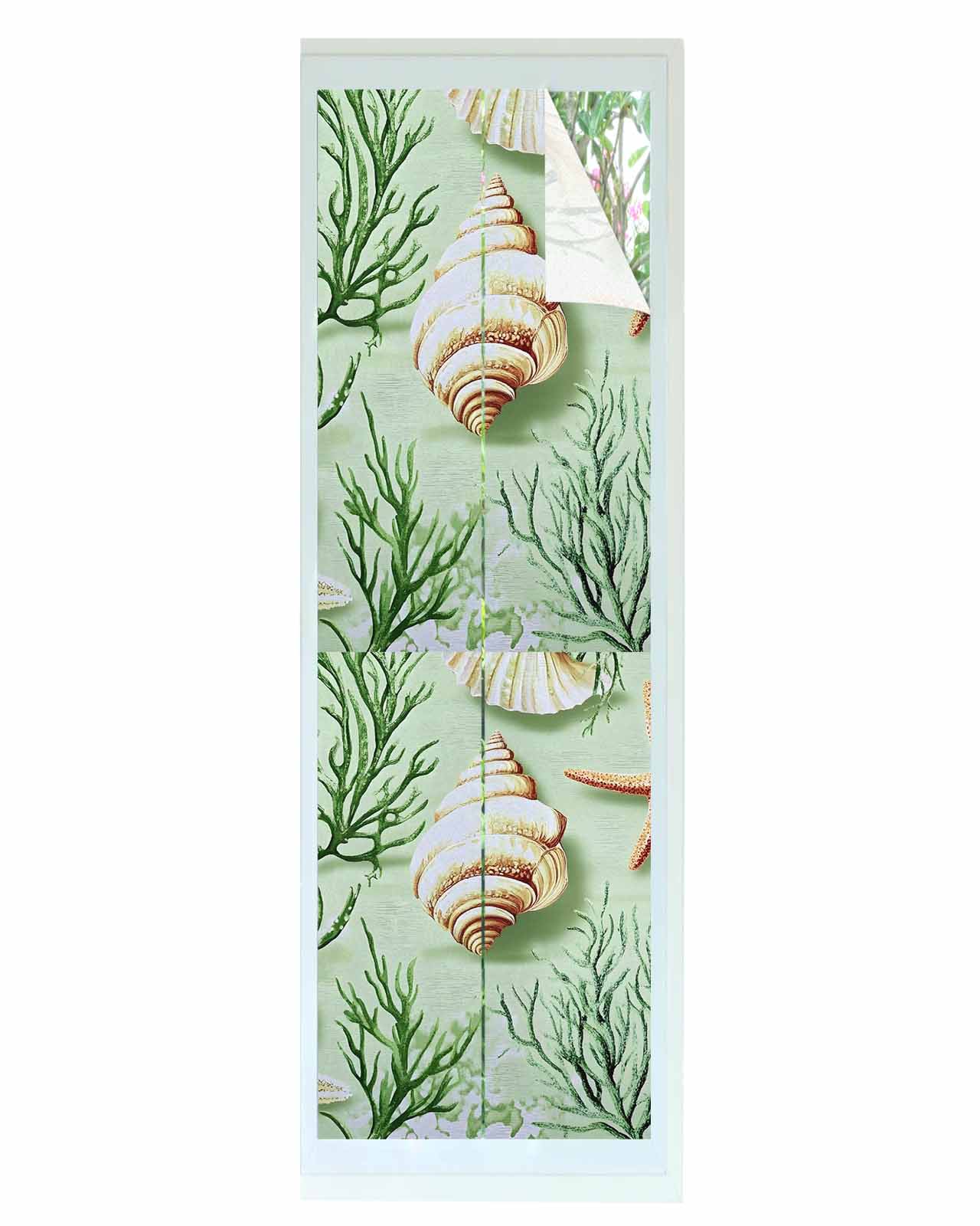 Window Privacy Film Sage Green Coastal Stained Glass Window Film ...