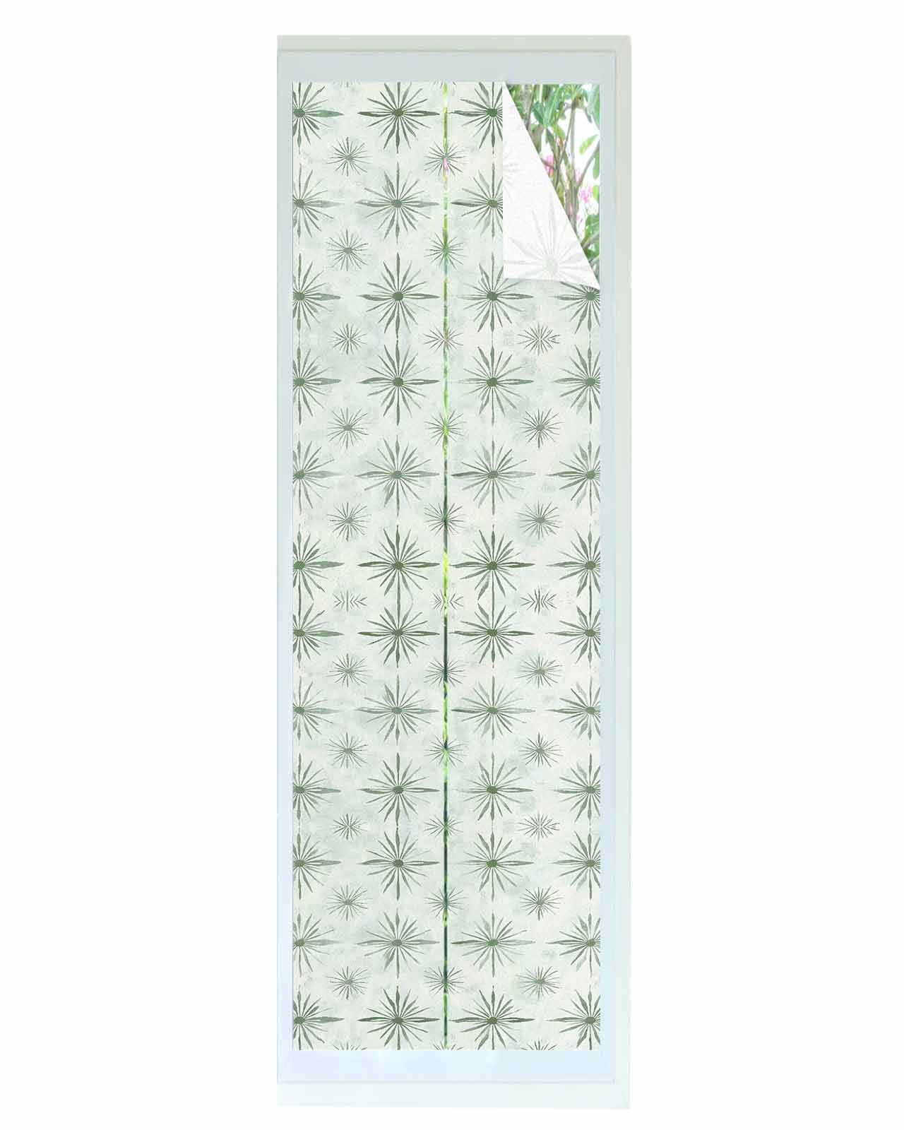 Window Privacy Film Sage Green Geometric Stained Glass Window Film ...
