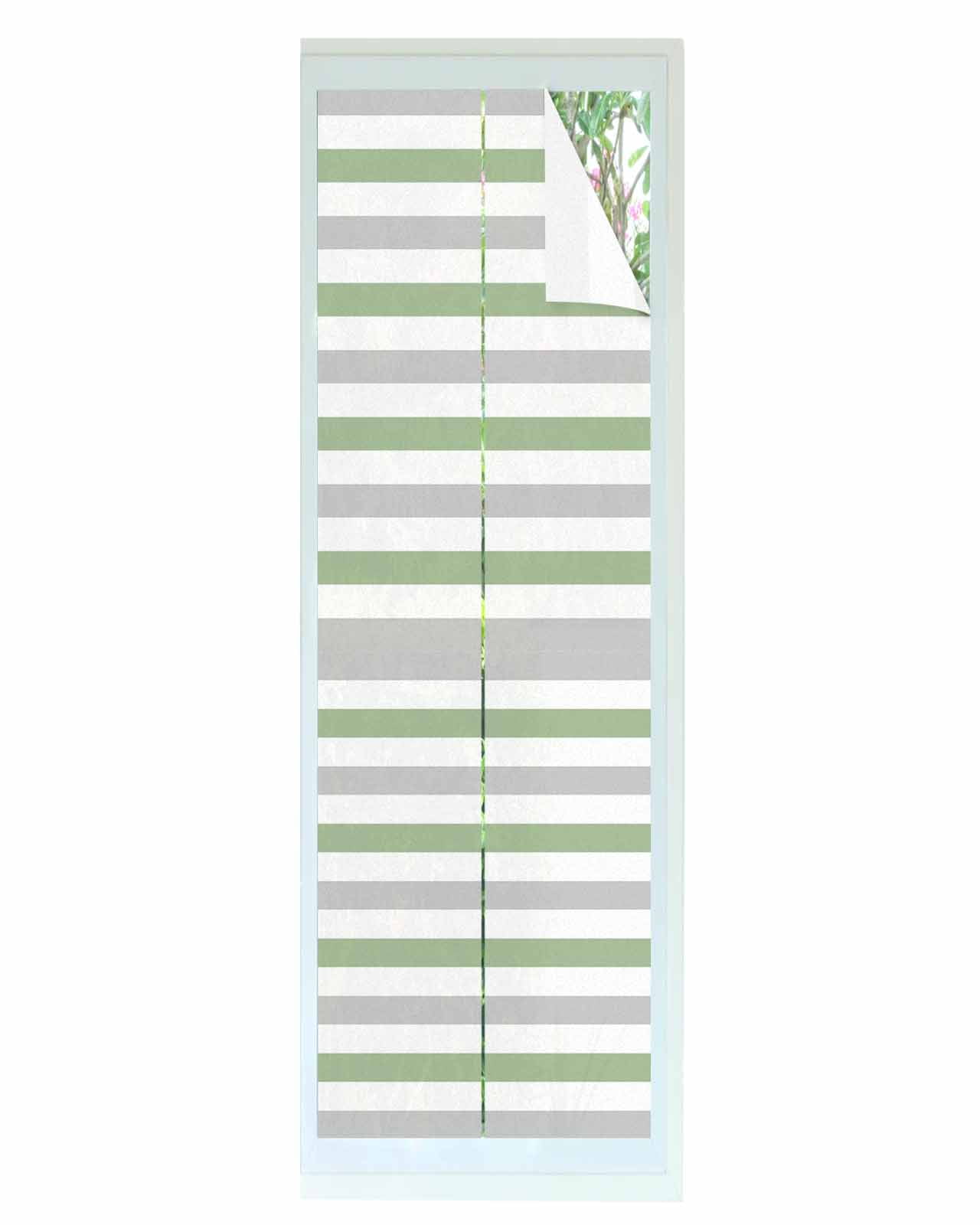 Window Privacy Film,Sage Green Gray Stripes UV Sun Blocking Window Tint ...