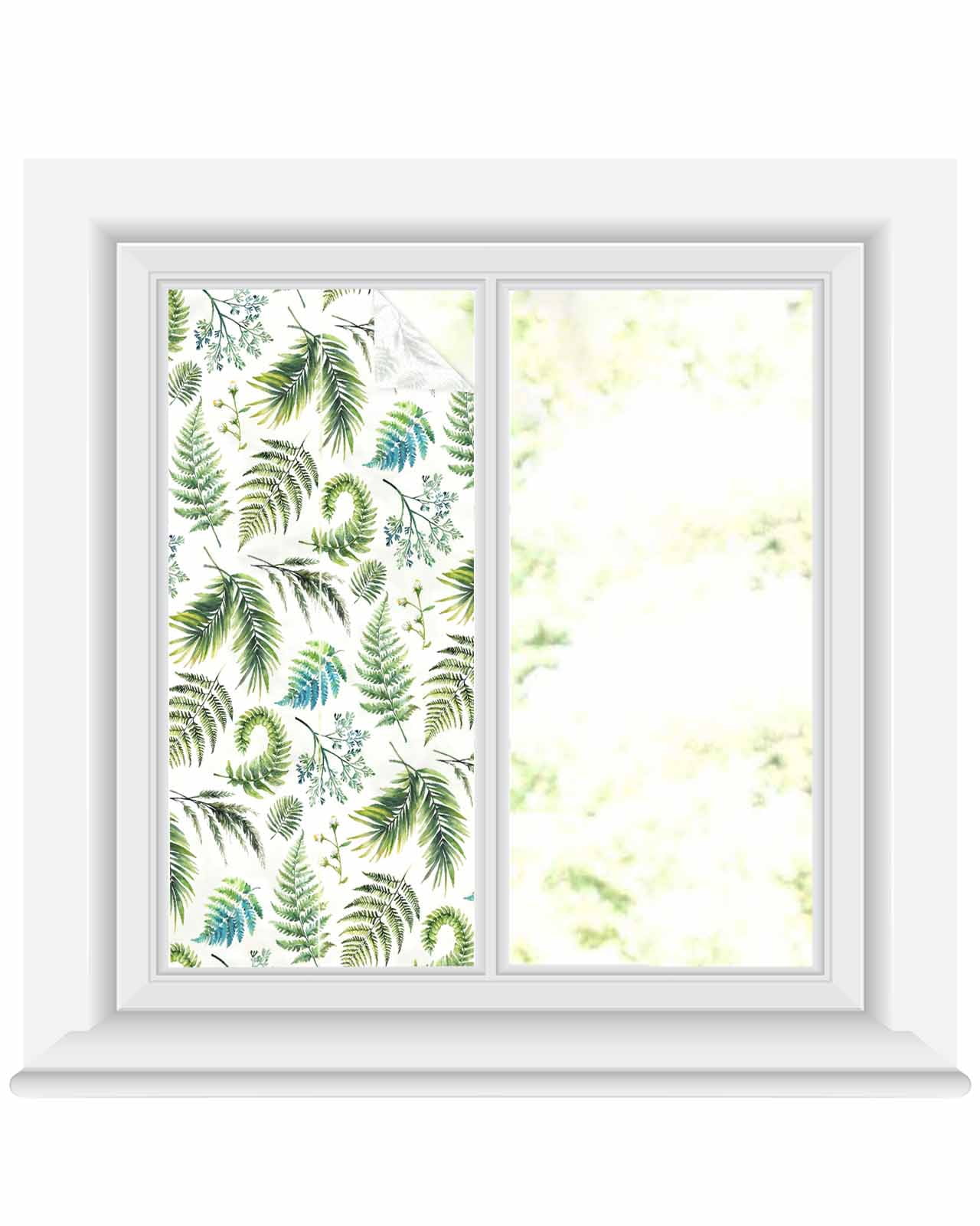 Window Privacy Film Sage Green Leaf Stained Glass Window Film ...