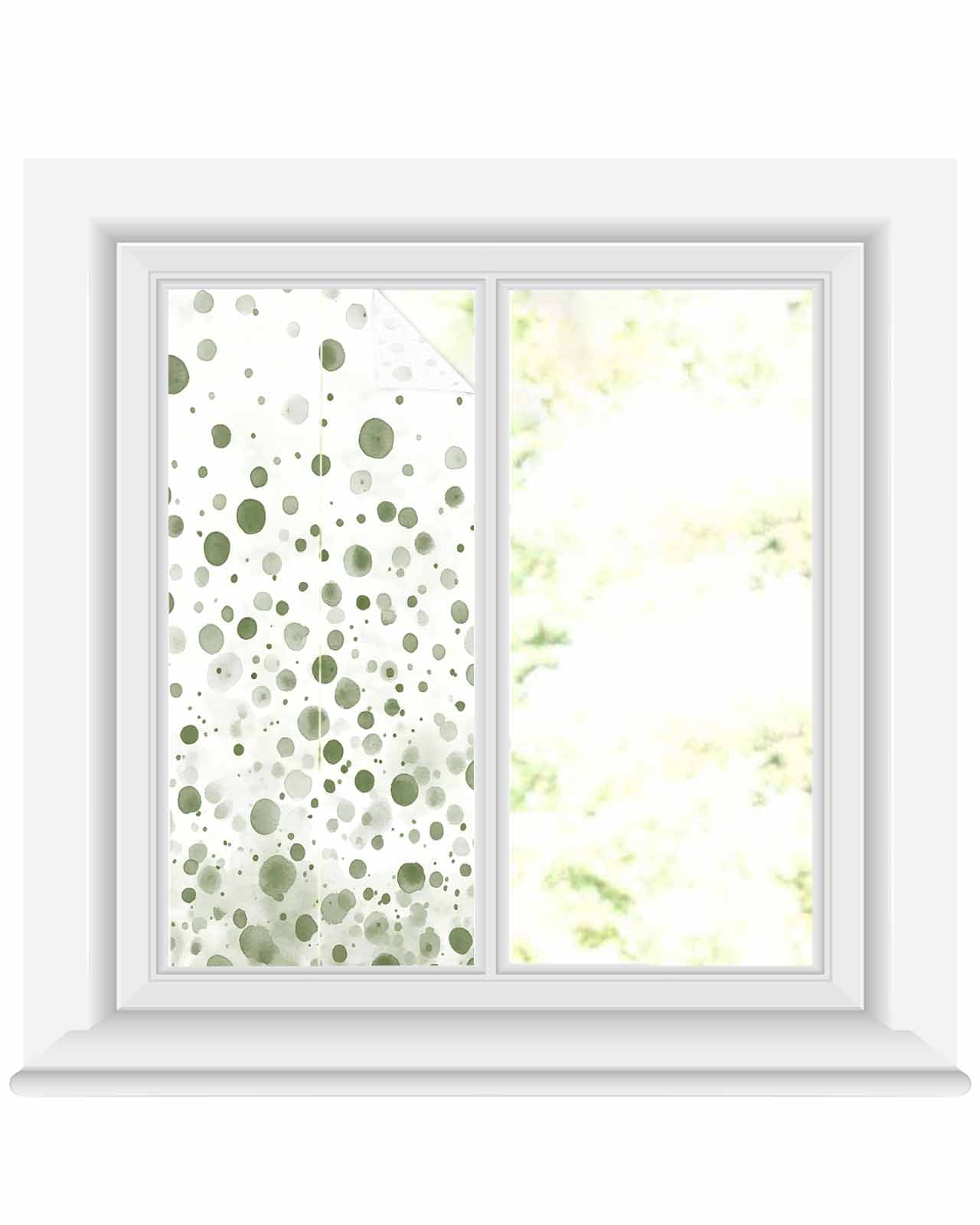 Window Privacy Film Sage Green Polka Dot Stained Glass Window Film ...