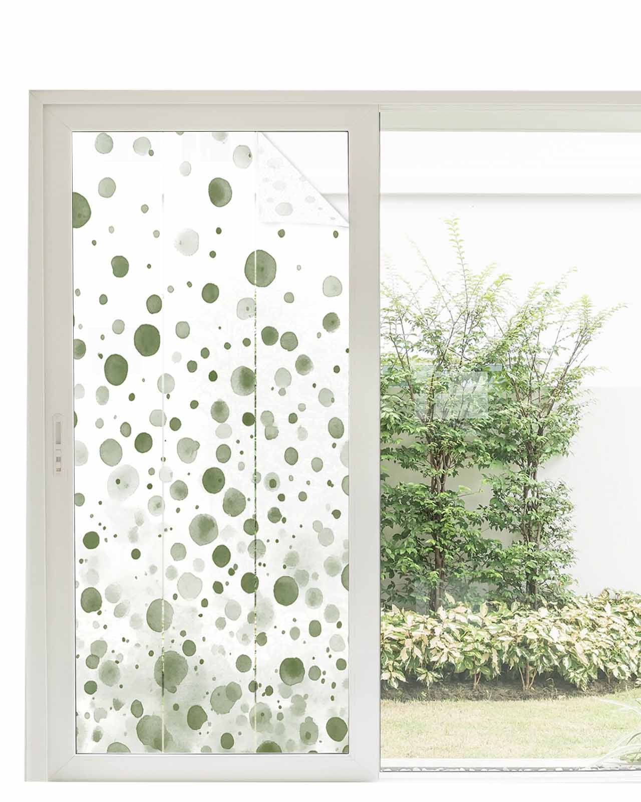 Window Privacy Film Sage Green Polka Dot Stained Glass Window Film ...