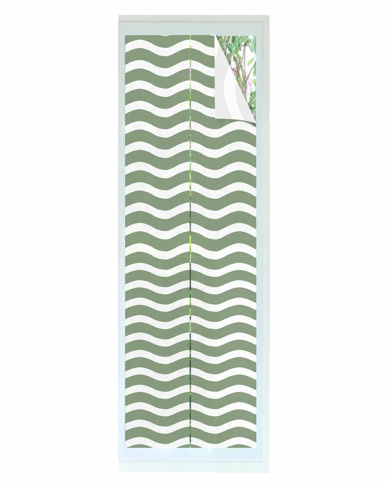 Window Privacy Film Sage Green Striped Stained Glass Window Film ...