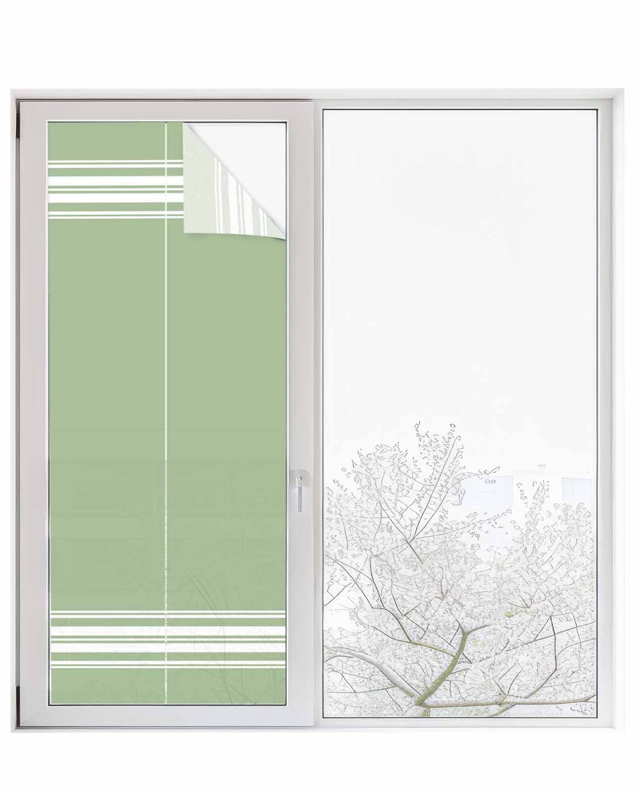 Window Privacy Film, Sage Green Stripes UV Sun Blocking Window Tint ...