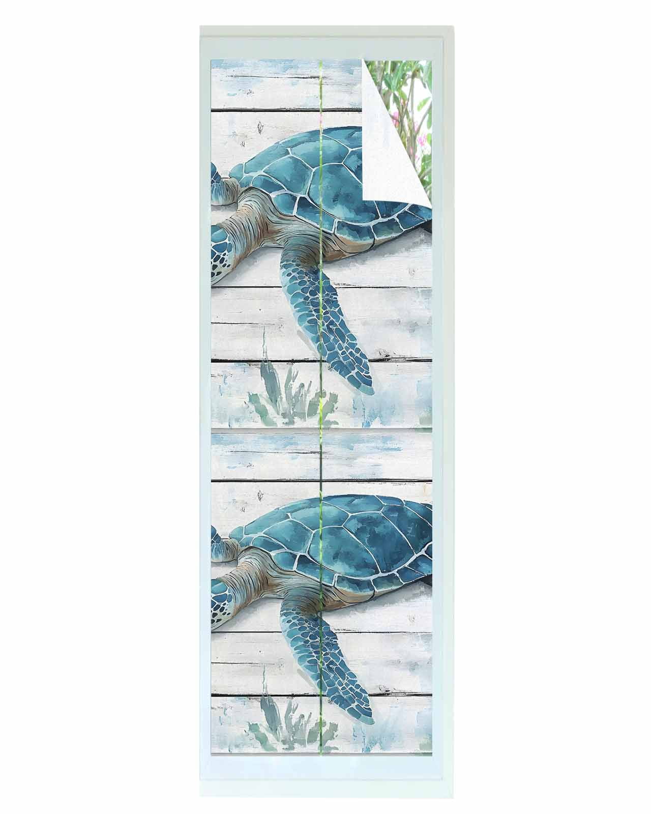 Window Privacy Film Sea Turtle Blue Stained Glass Window Film ...