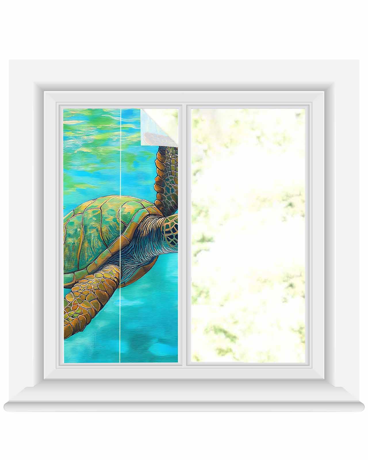 Window Privacy Film Sea Turtle Coastal Stained Glass Window Film ...