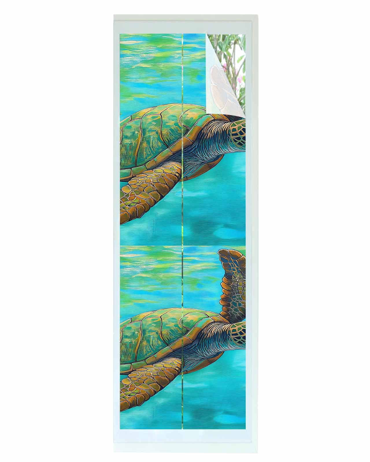 Window Privacy Film Sea Turtle Coastal Stained Glass Window Film ...