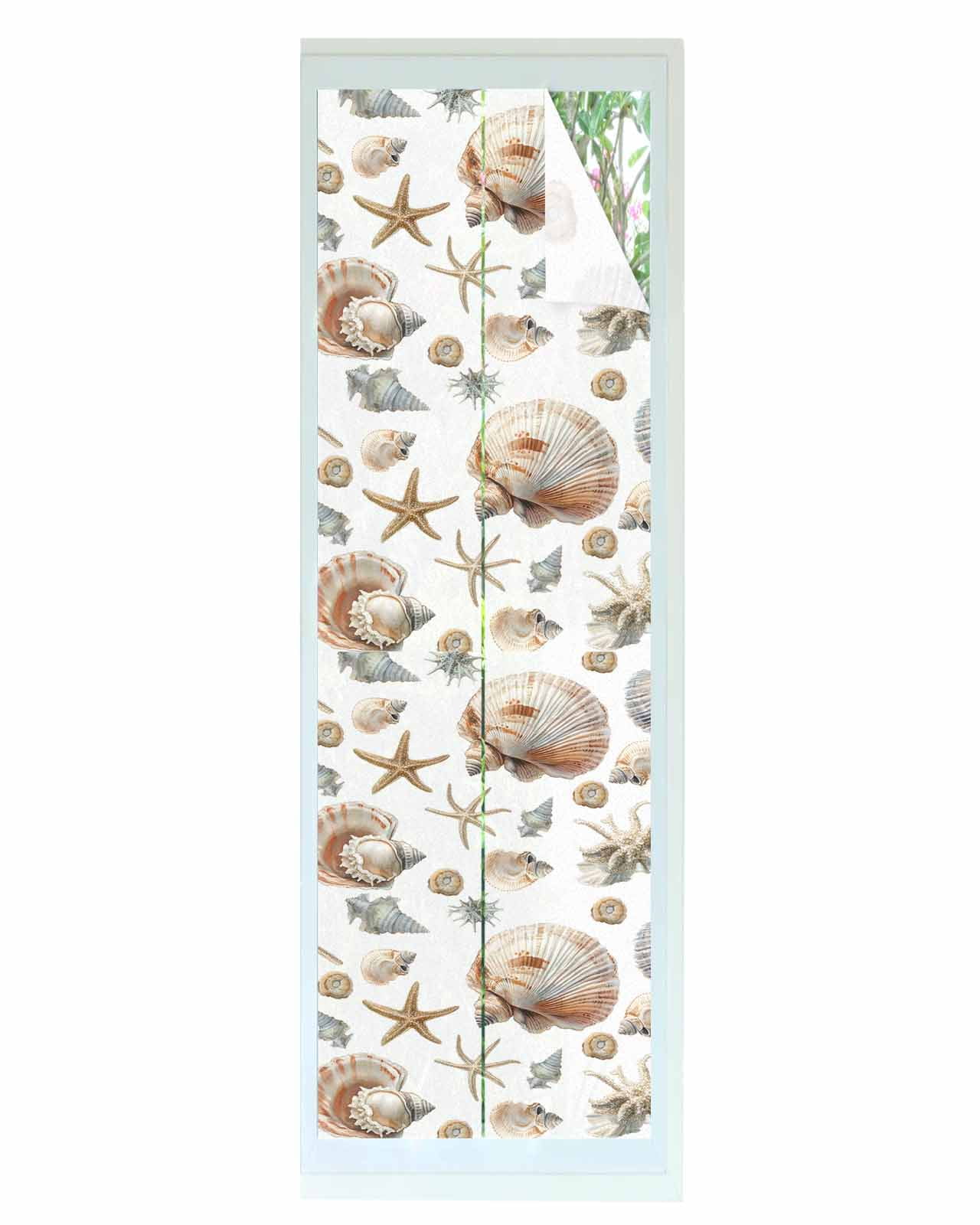 Window Privacy Film Seashell Coastal Stained Glass Window Film ...