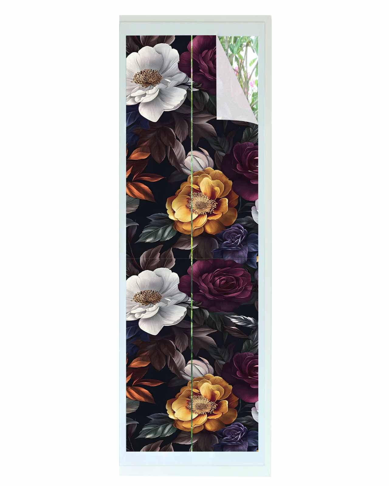 Window Privacy Film Seasonal Botanical Blooms Stained Glass Window Film ...