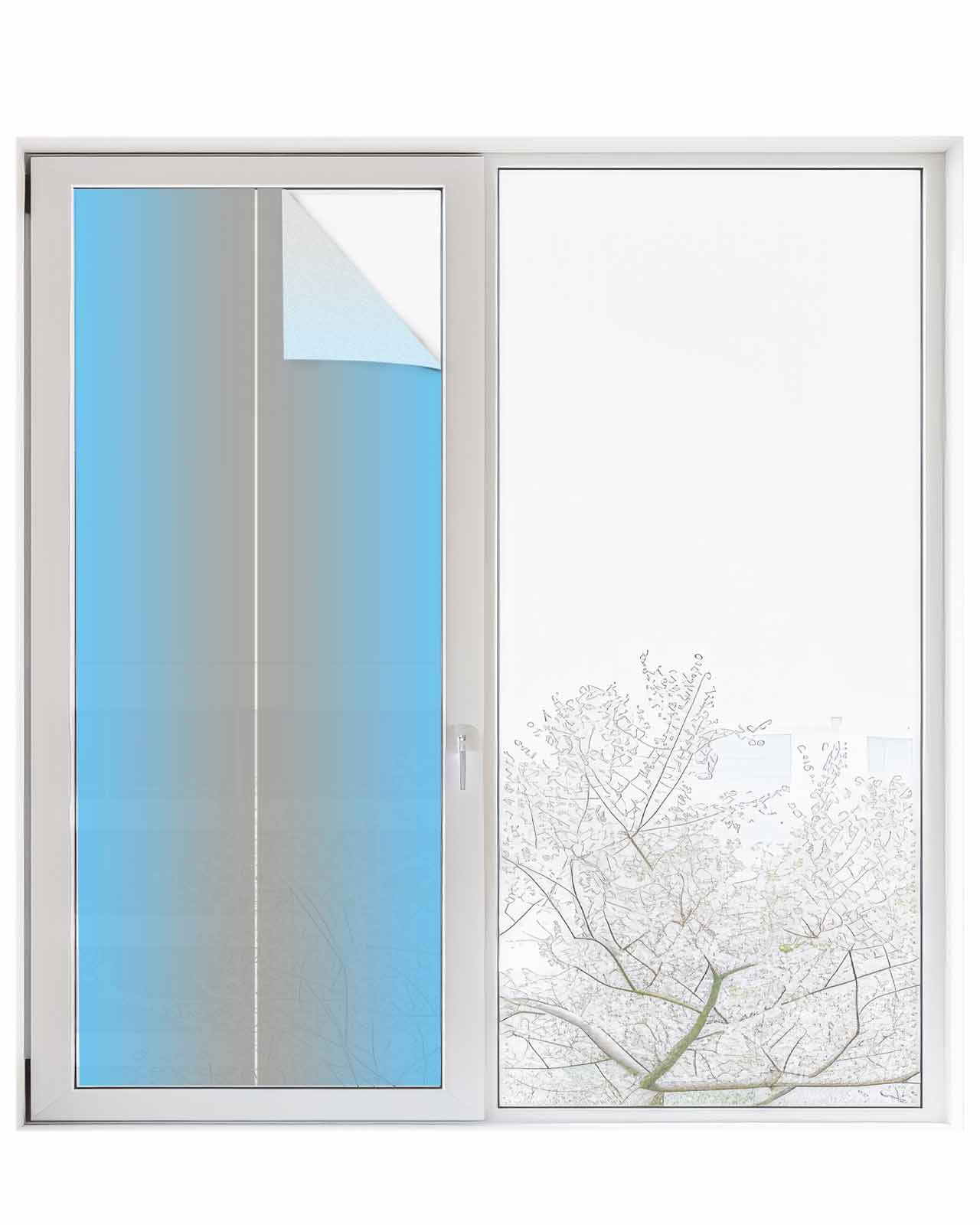 Window Privacy Film, Sky Blue Gray Ombre UV Sun Blocking Window Tint ...