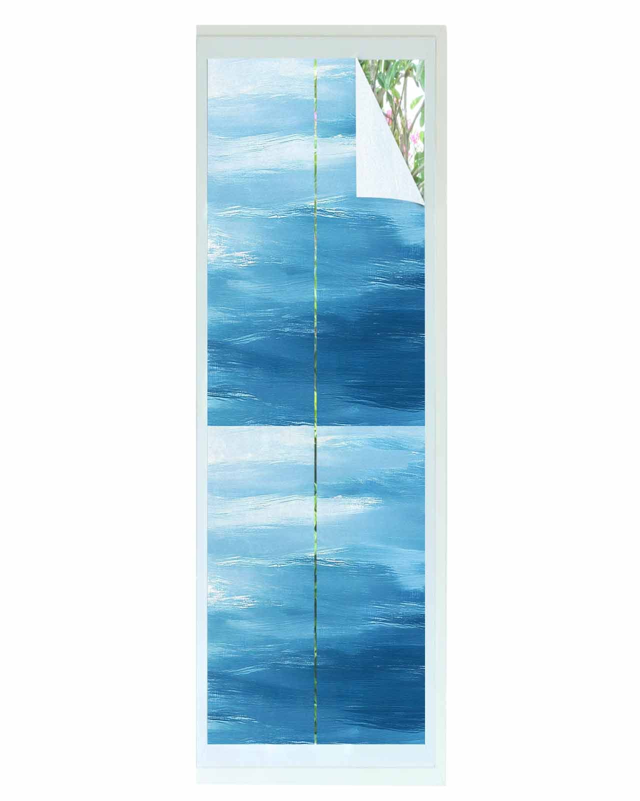 Window Privacy Film Sky Blue Ocean Stained Glass Window Film Decorative ...