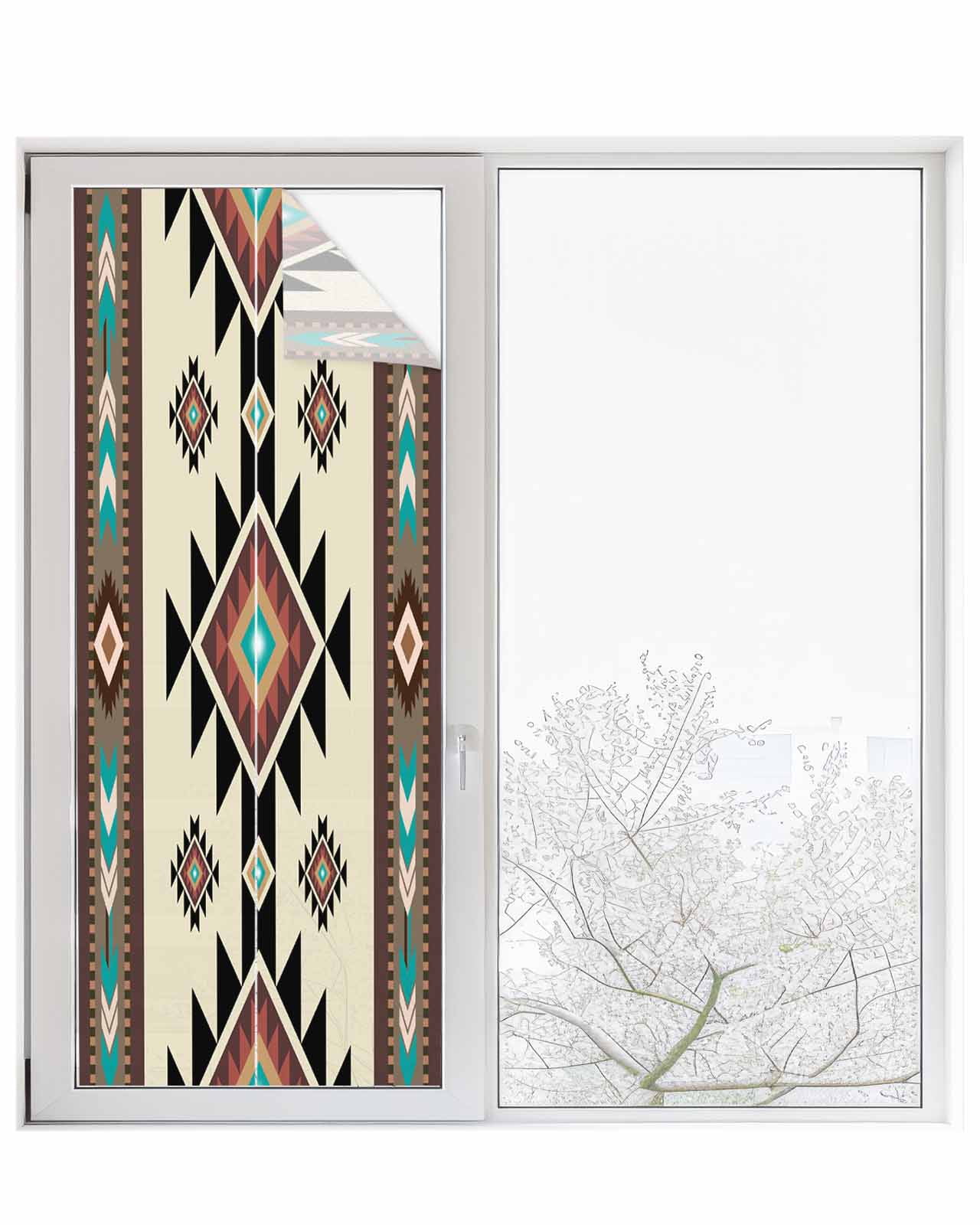 Window Privacy Film Southwest Geometric Stained Glass Window Film ...