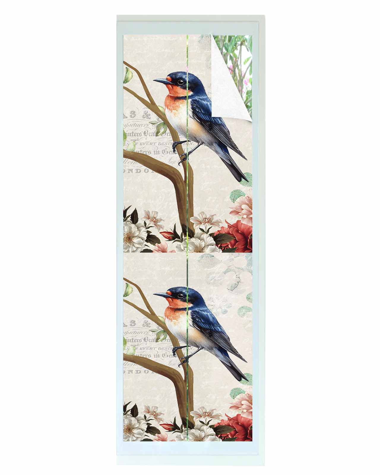 Window Privacy Film Spring Bird Branch Stained Glass Window Film ...
