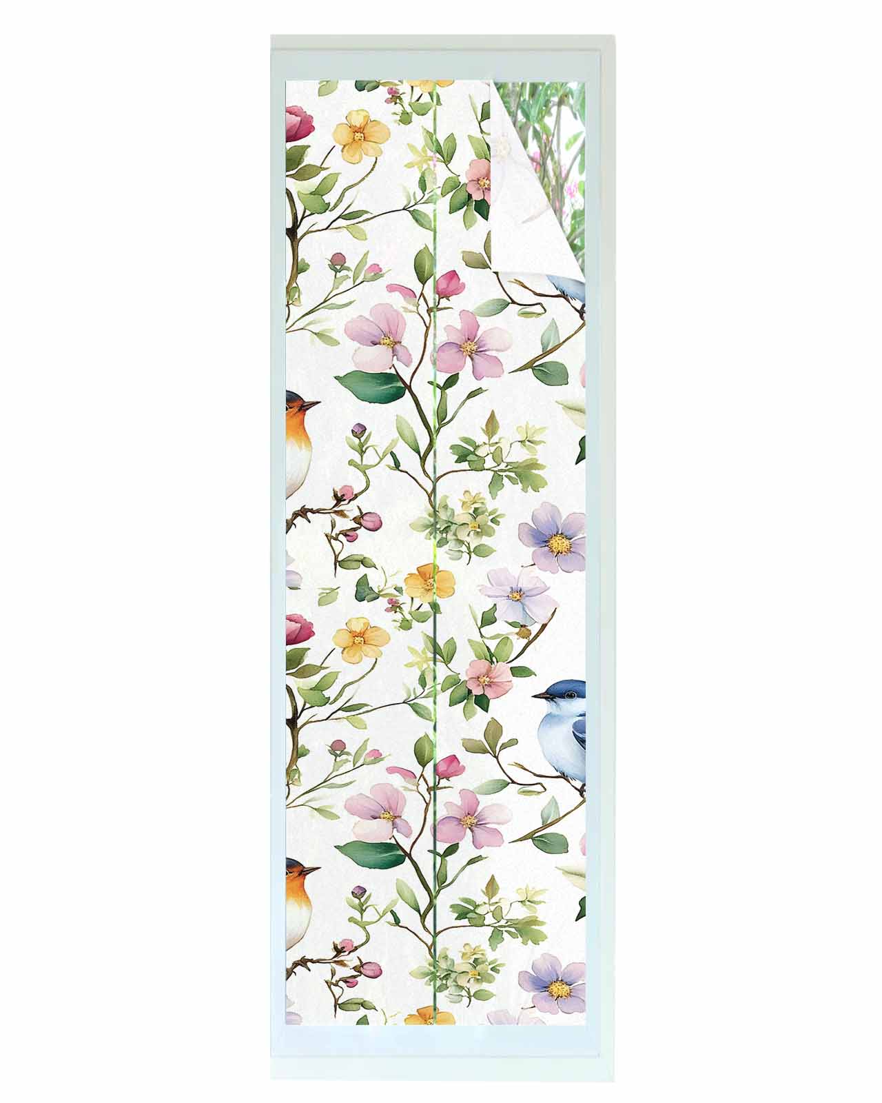 Window Privacy Film Spring Bird Floral Stained Glass Window Film ...