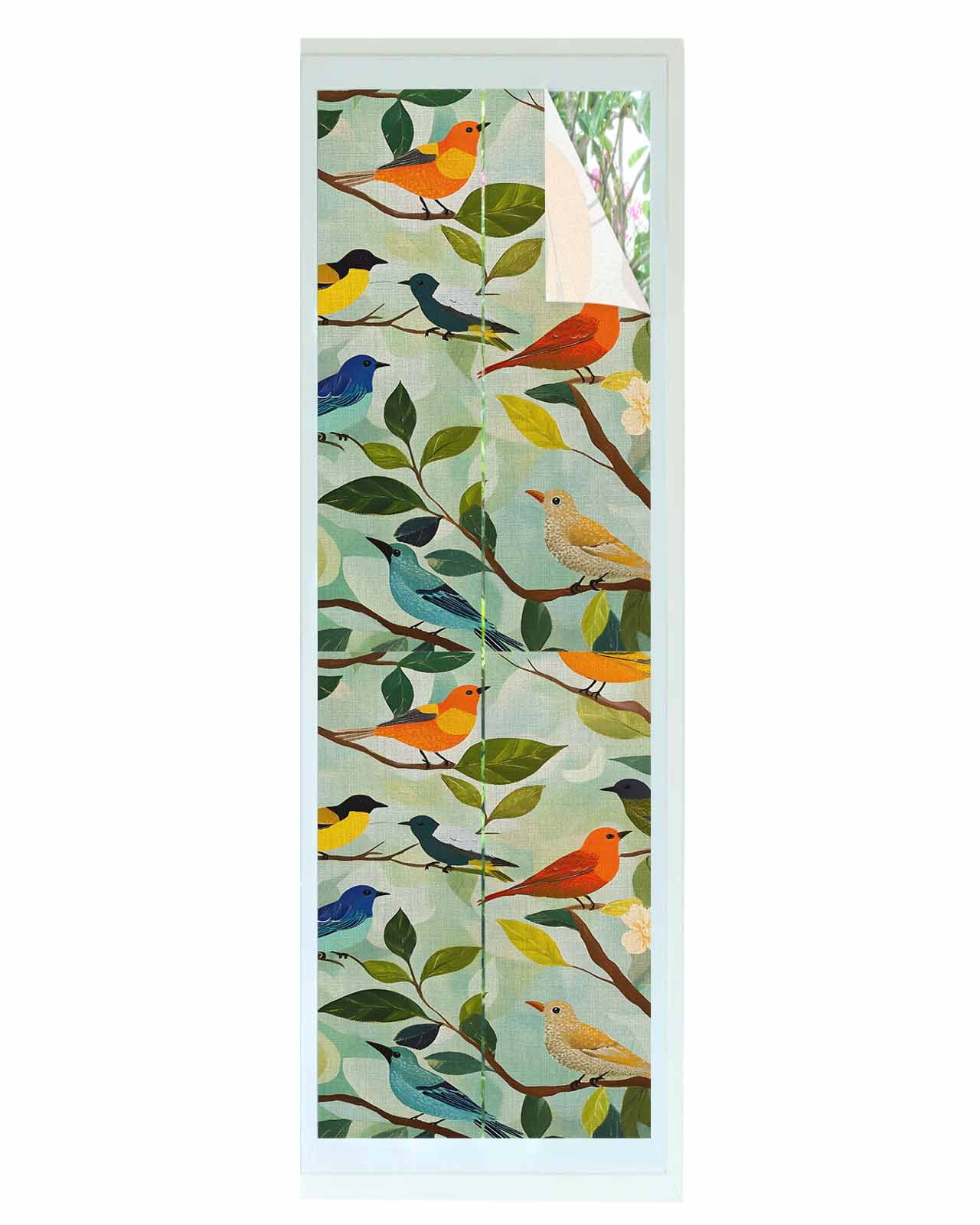 Window Privacy Film Spring Birds Leaves Stained Glass Window Film ...
