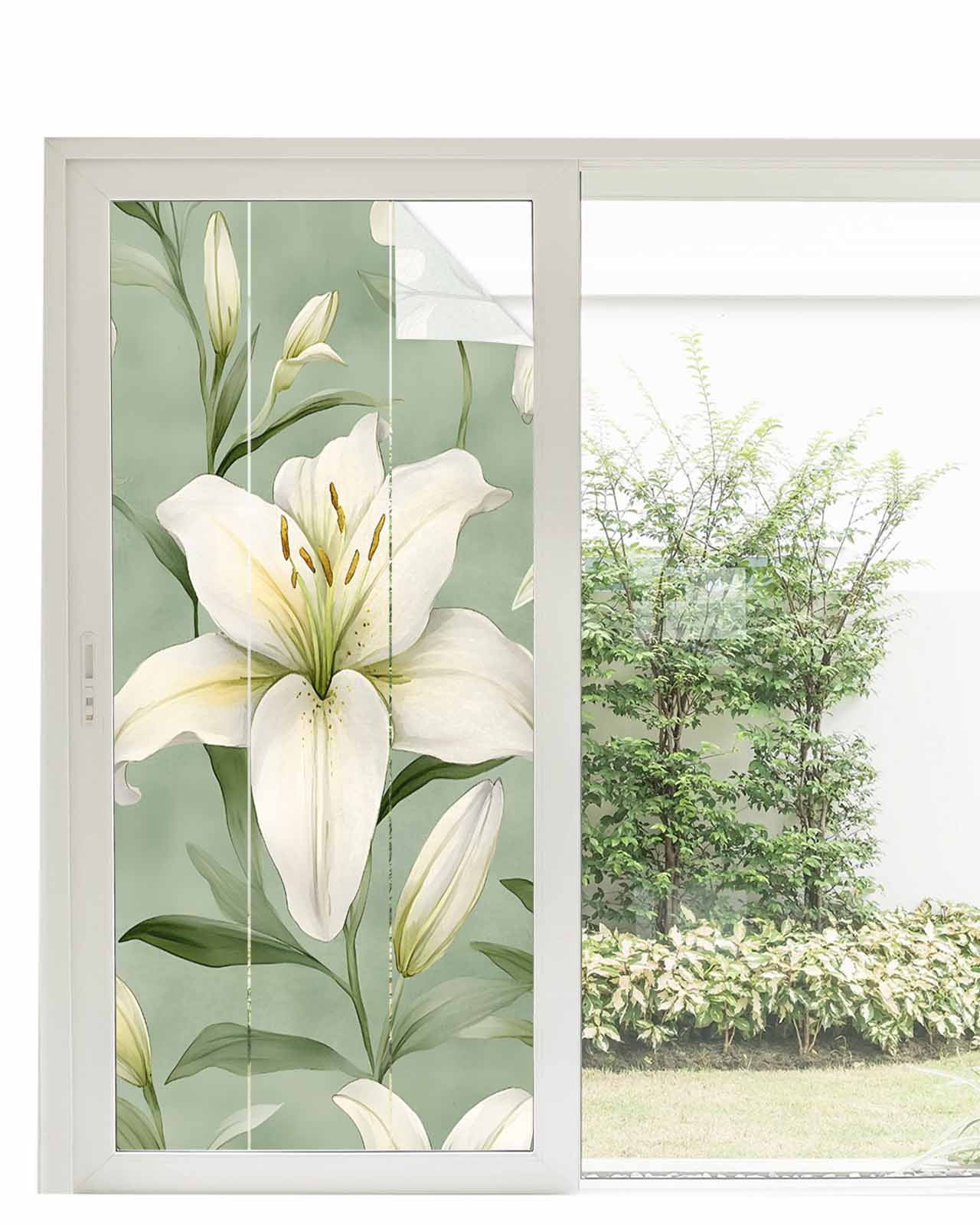 Window Privacy Film Spring Blooms Floral Stained Glass Window Film ...